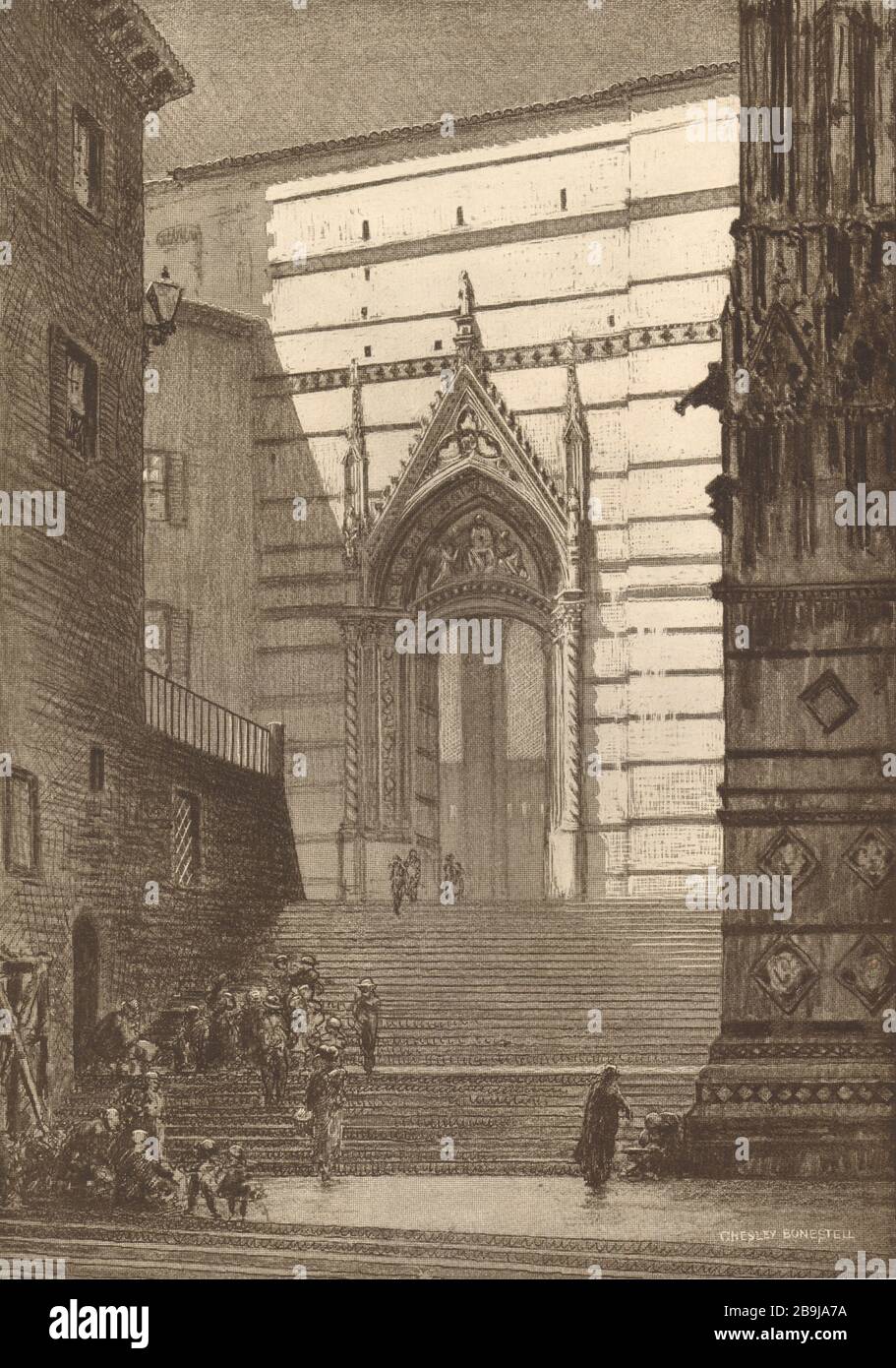 Sienna. Cathedral of Sienna. Drawing by Chesley Bonestell (1922 Stock ...