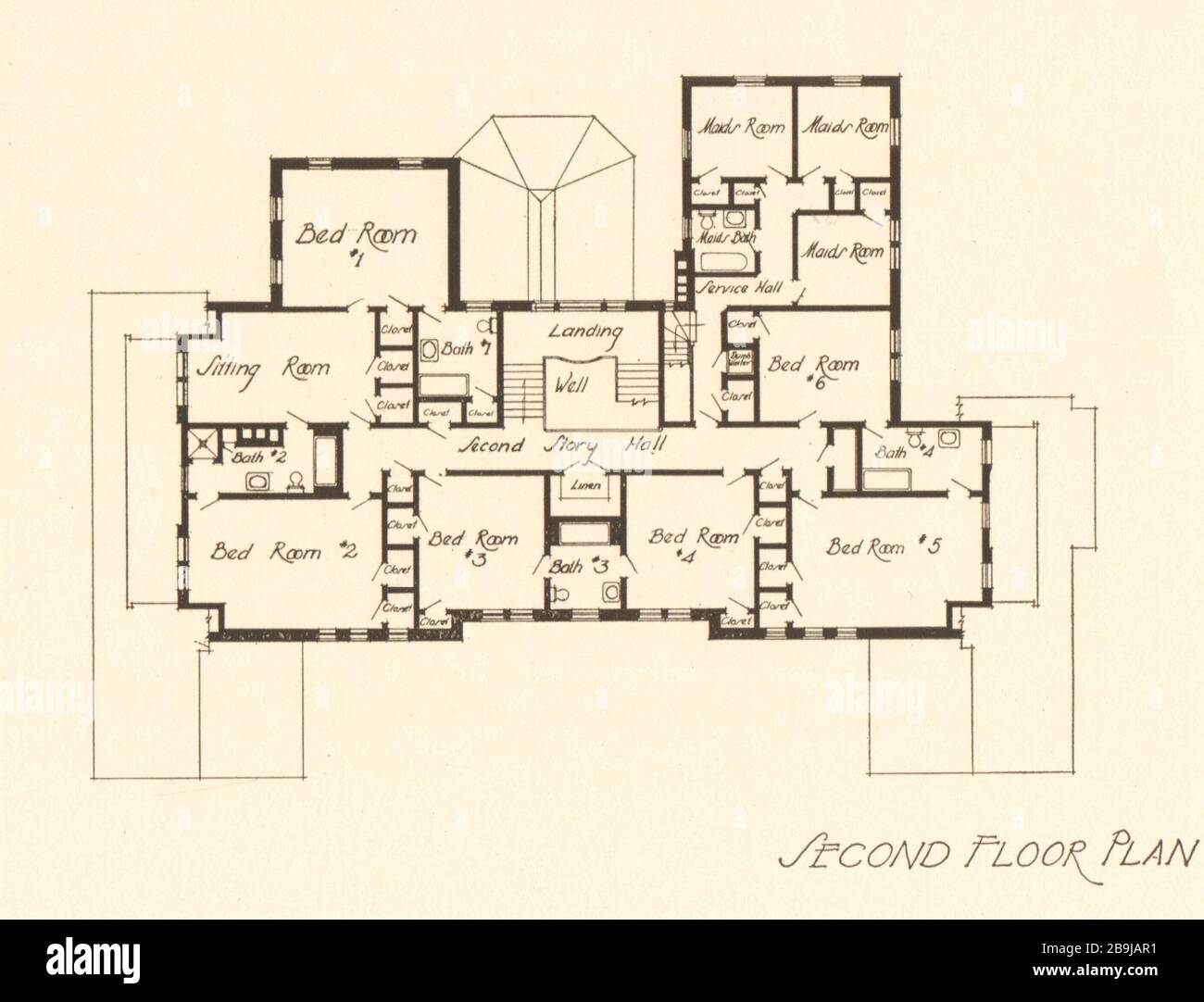 Residence, John W. McDonald, Deal, New Jersey. Second floor plan. K ...
