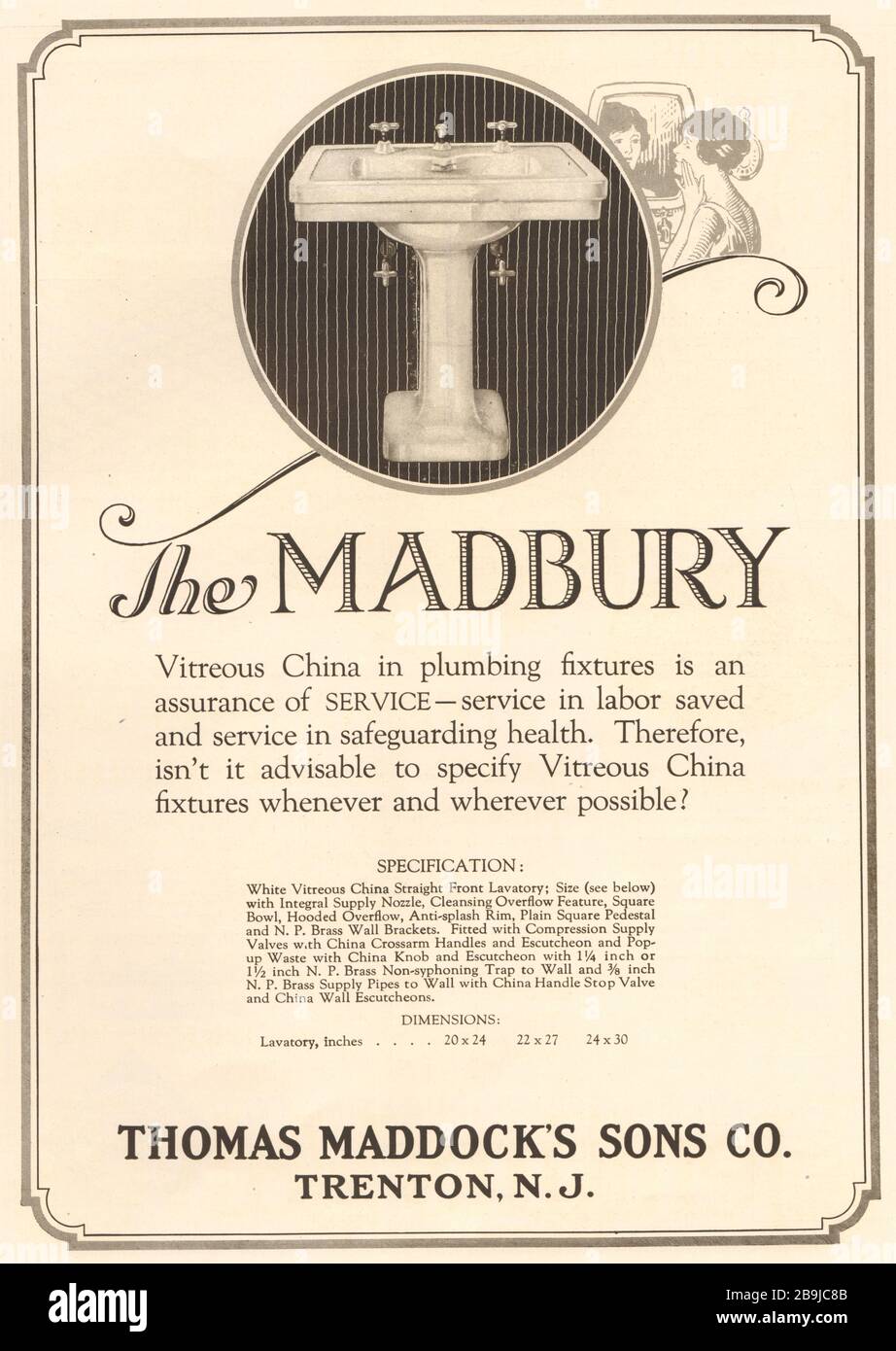 The Madbury. Vitreous China plumbing fixtures. Thomas Maddock's Sons Co ...