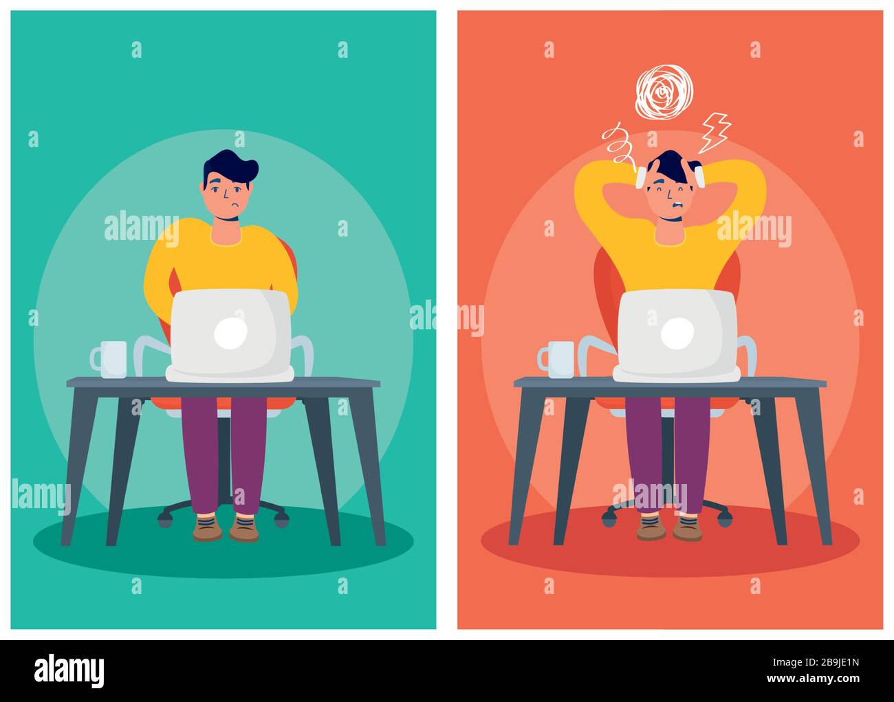 Working young man stressed Stock Vector Images - Alamy