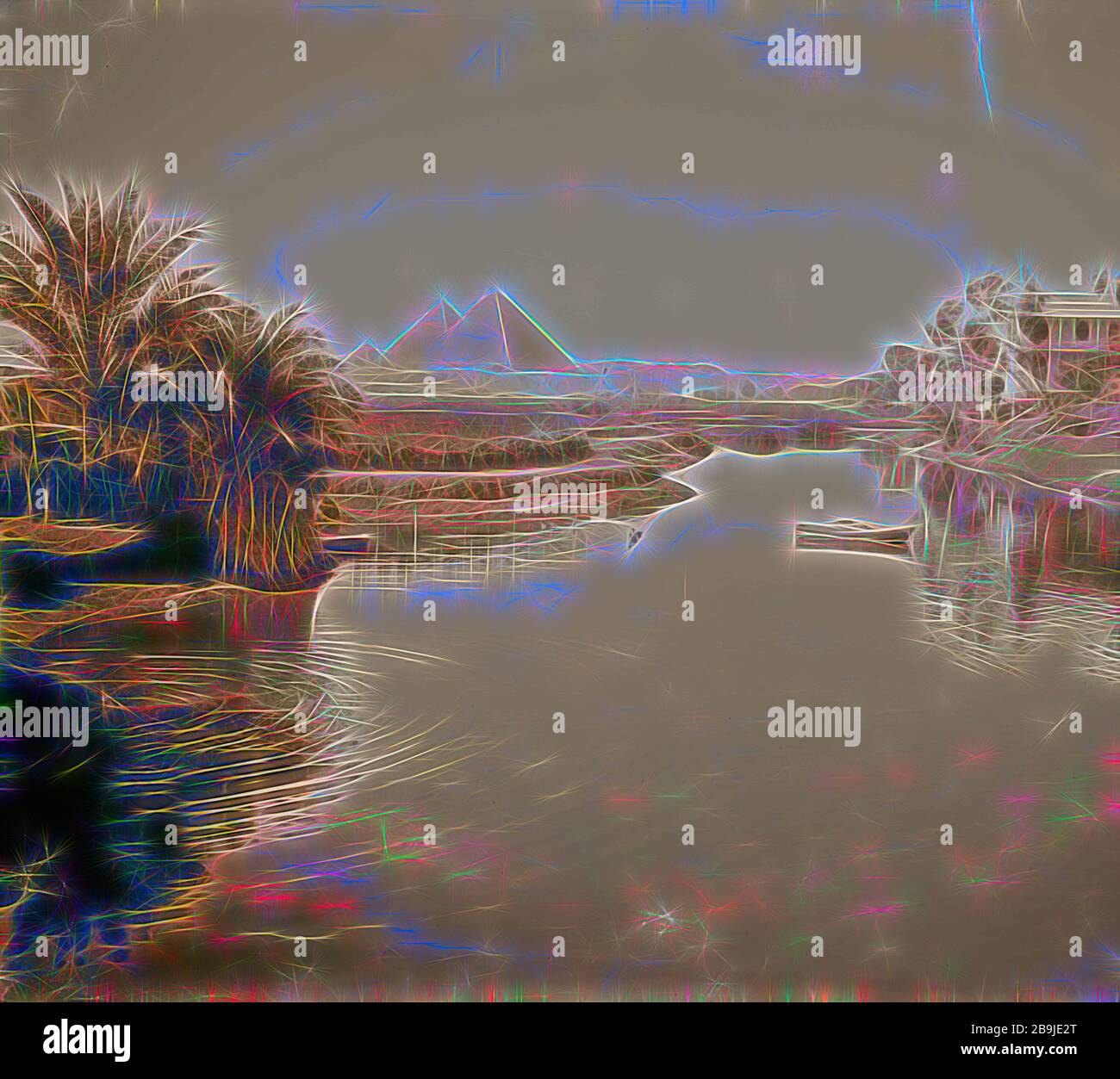Egypt, Nile and pyramids. 1898, Egypt, Jīzah, Jizah Stock Photo - Alamy