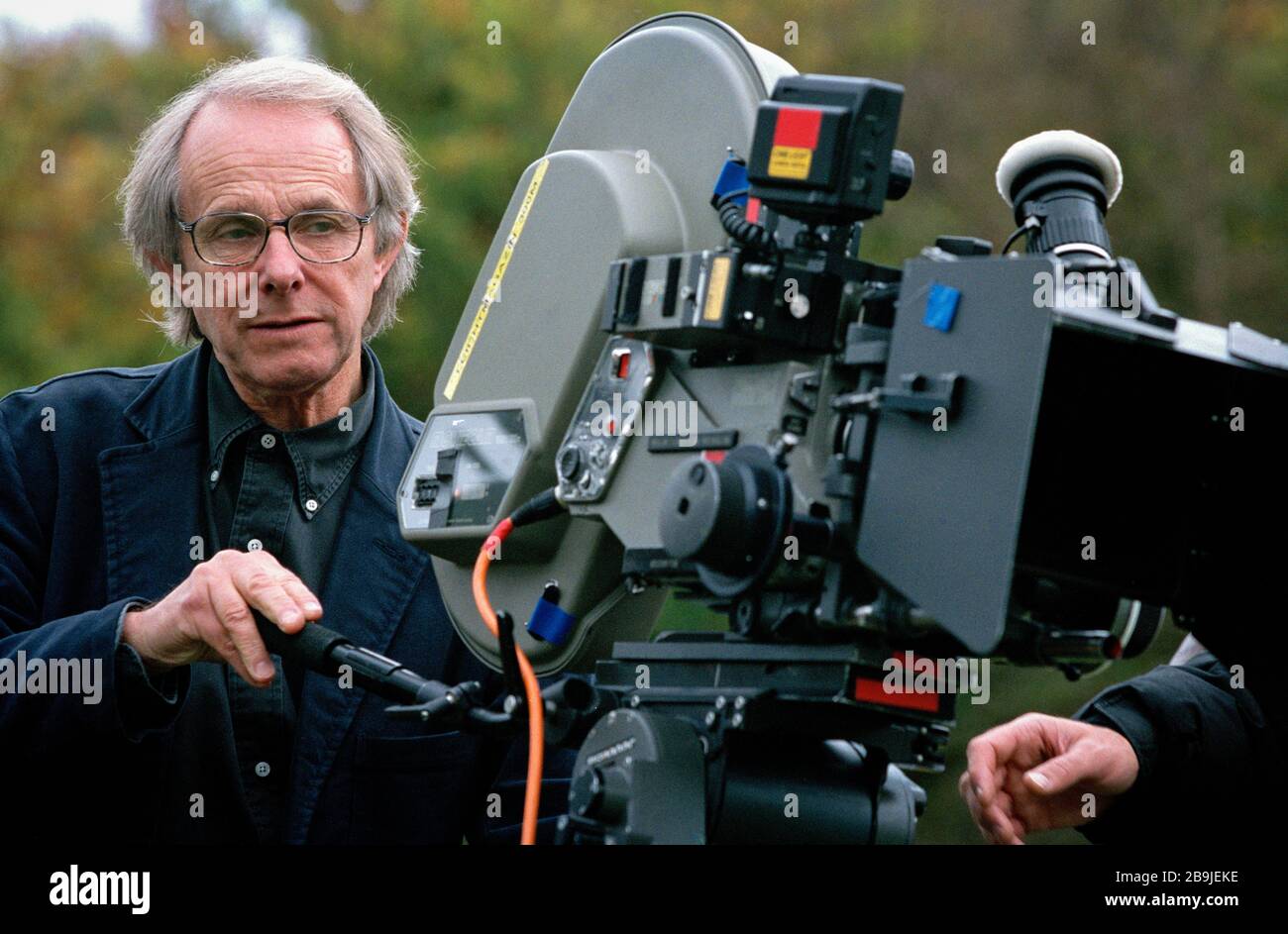 Film director Ken Loach on the set of his movie Sweet Sixteen, in Port ...