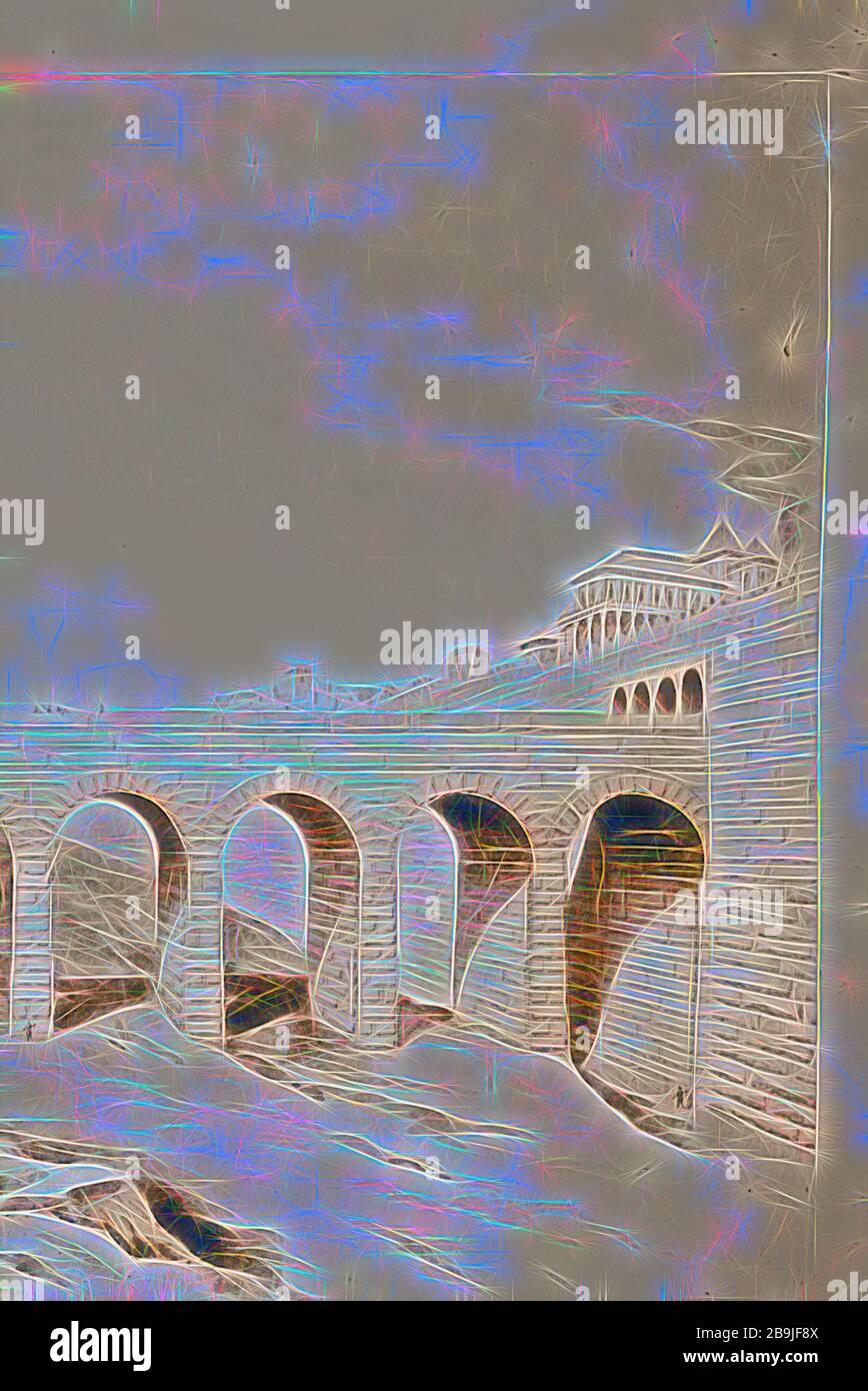 Restoration of Robinson's Arch, Jerusalem. Photograph shows ...