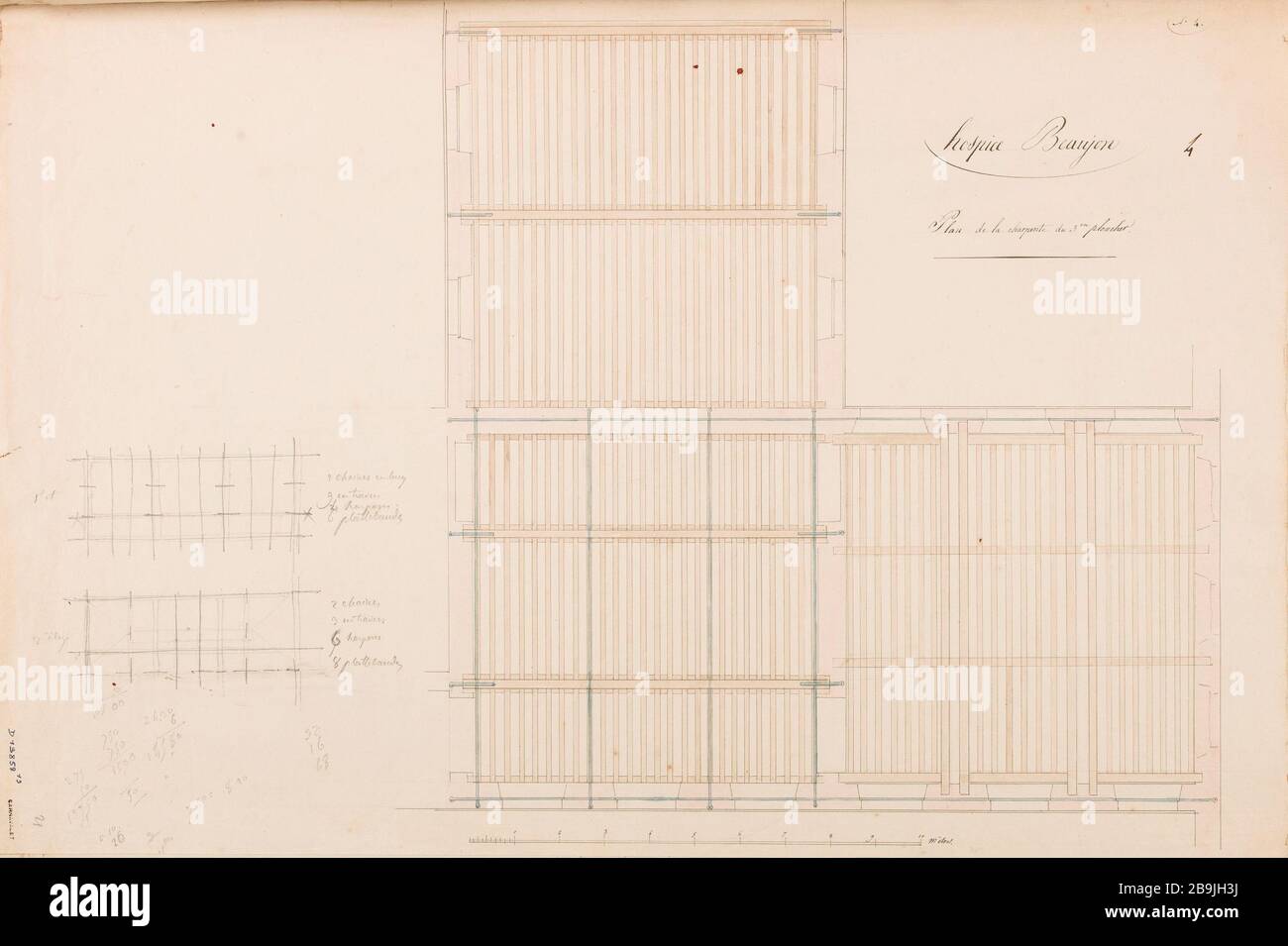 Beaujon Hospital: map of the structure of the third floor Charles ...