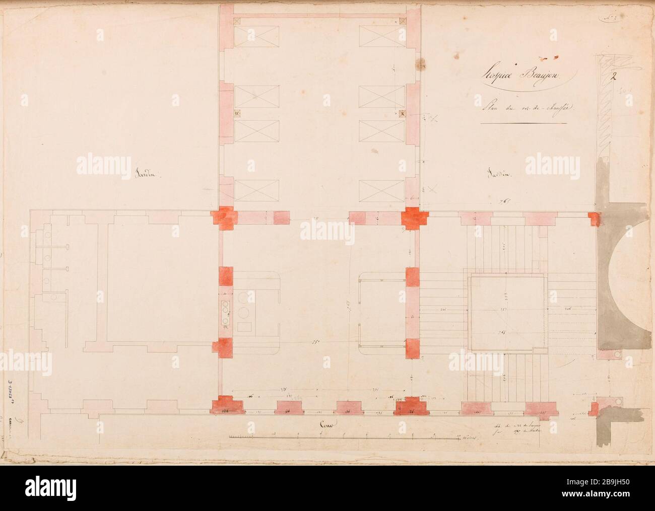 Beaujon Hospital: plan of the ground floor Charles Rohault de Fleury ...