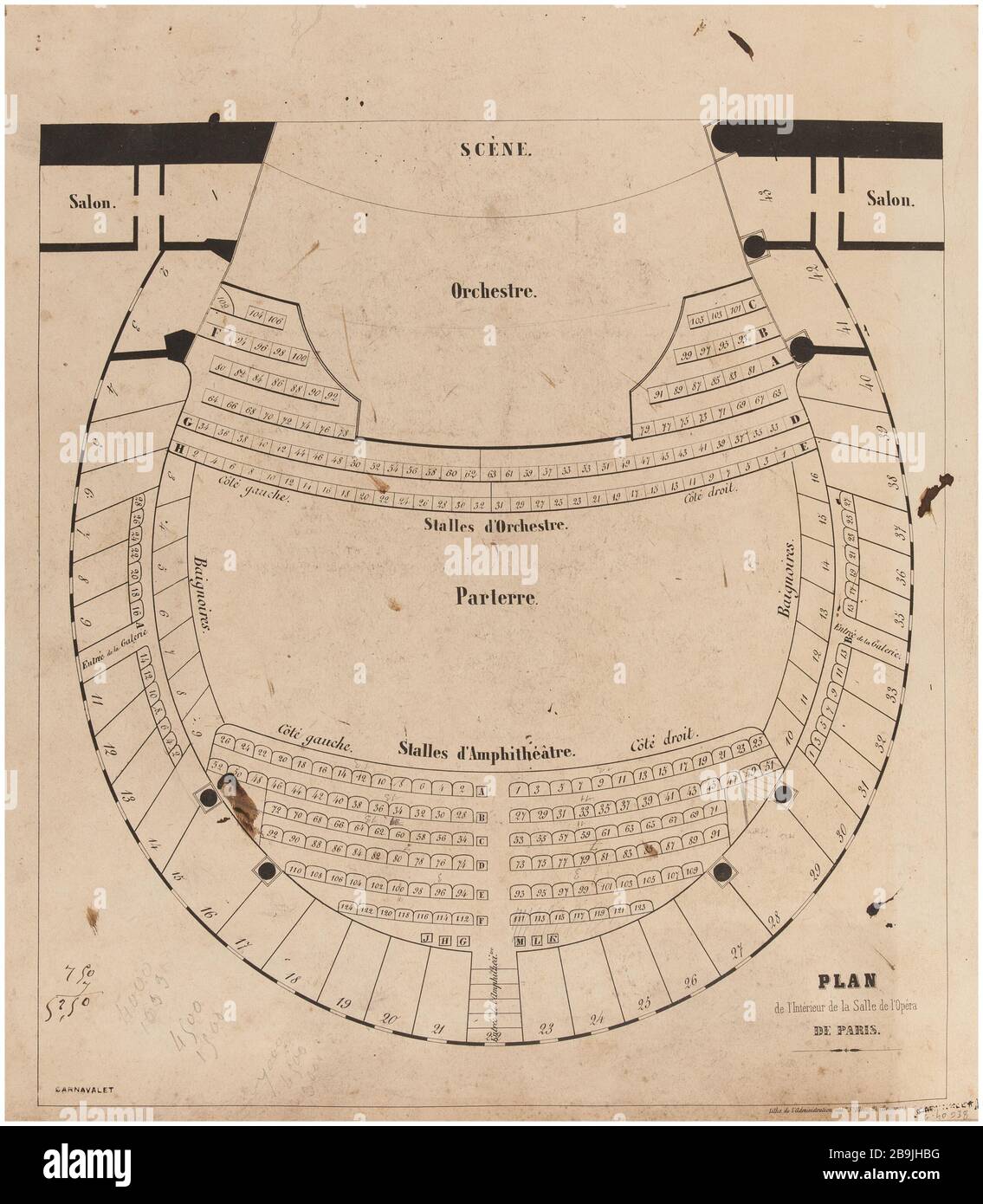 Cut inside the room of the Paris Opera. Anonyme. Plan de l'intérieur de ...