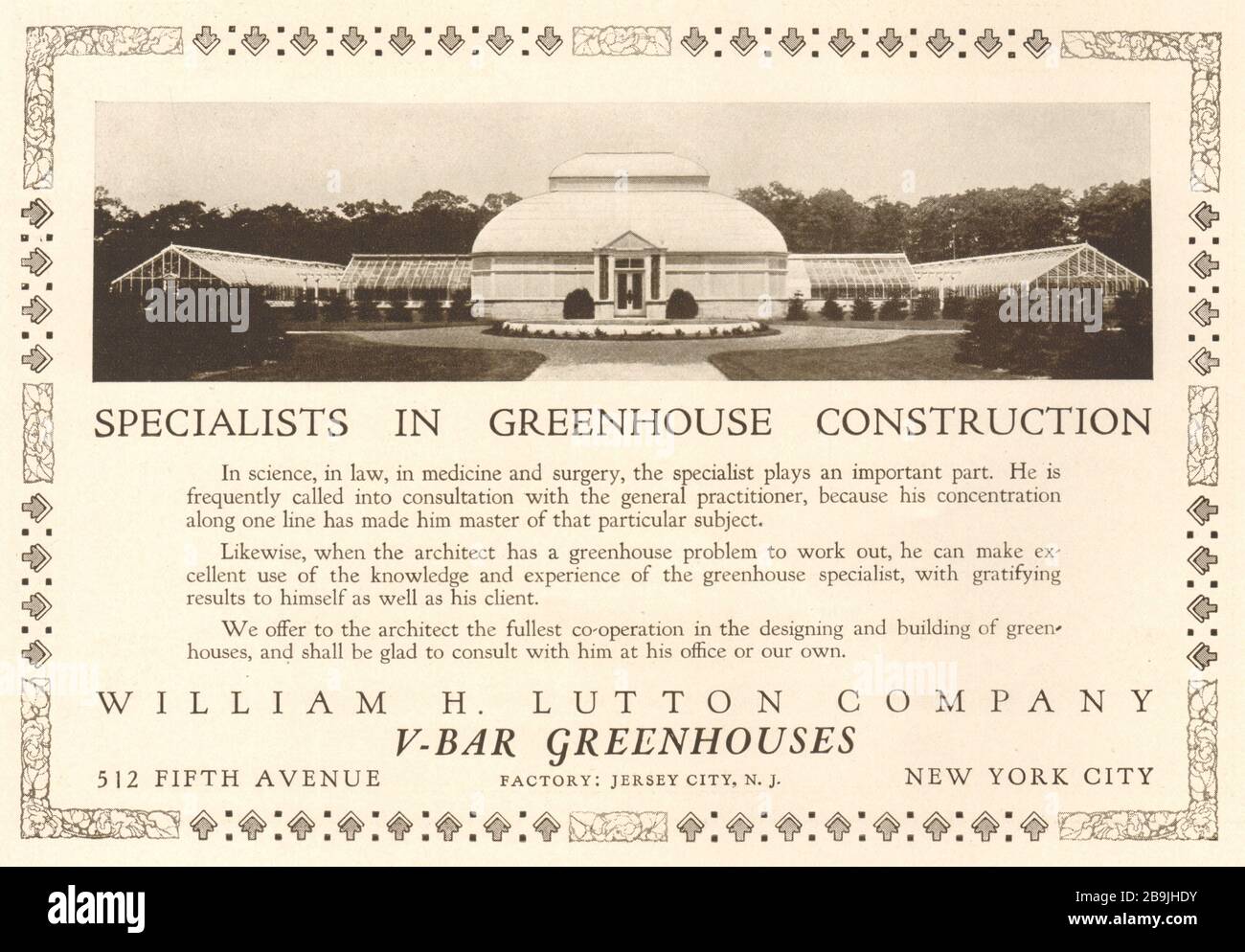 Specialists in greenhouse construction. William H. Lutton Company. V ...