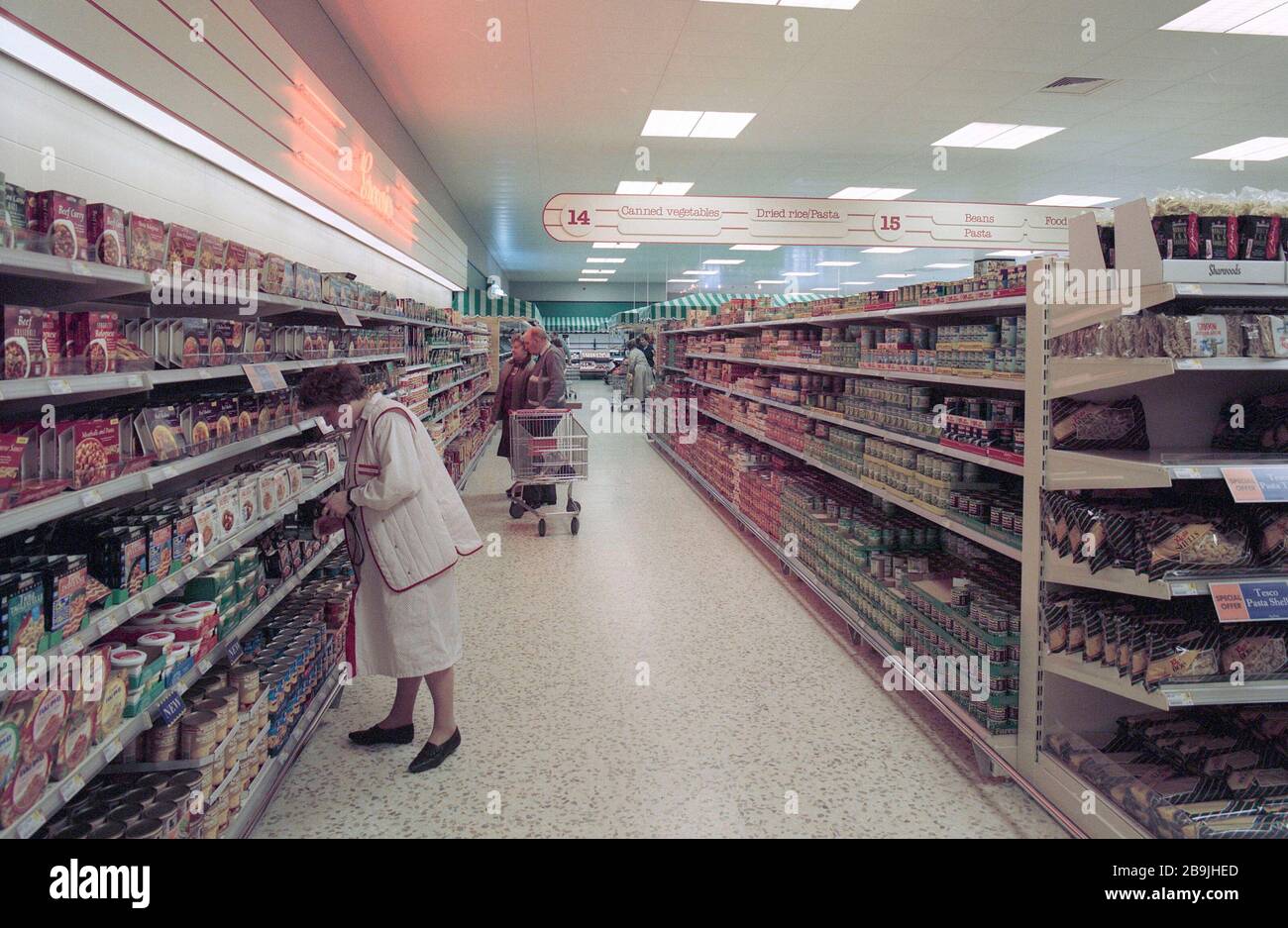 Brand new Tesco store in 1991, in Barrow in Furness, NW England, UK ...