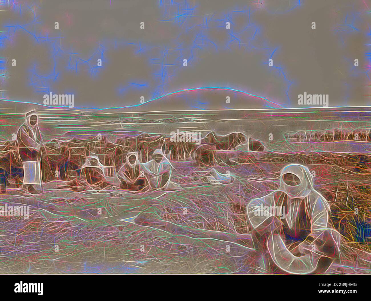 Goatherds with goats, Mount Tabor in background. 1898, Israel Stock ...