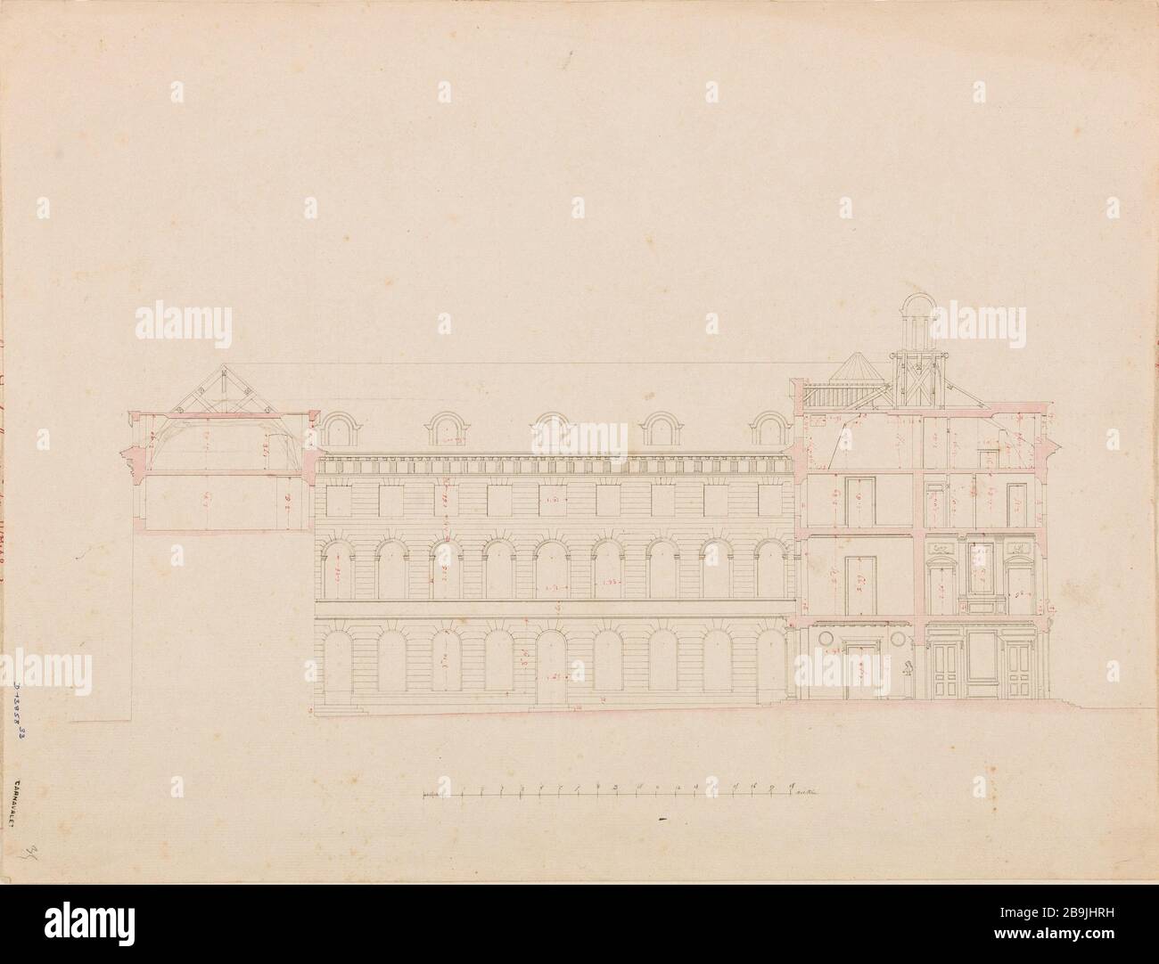 Beaujon Hospital: longitudinal section of the old building Charles ...