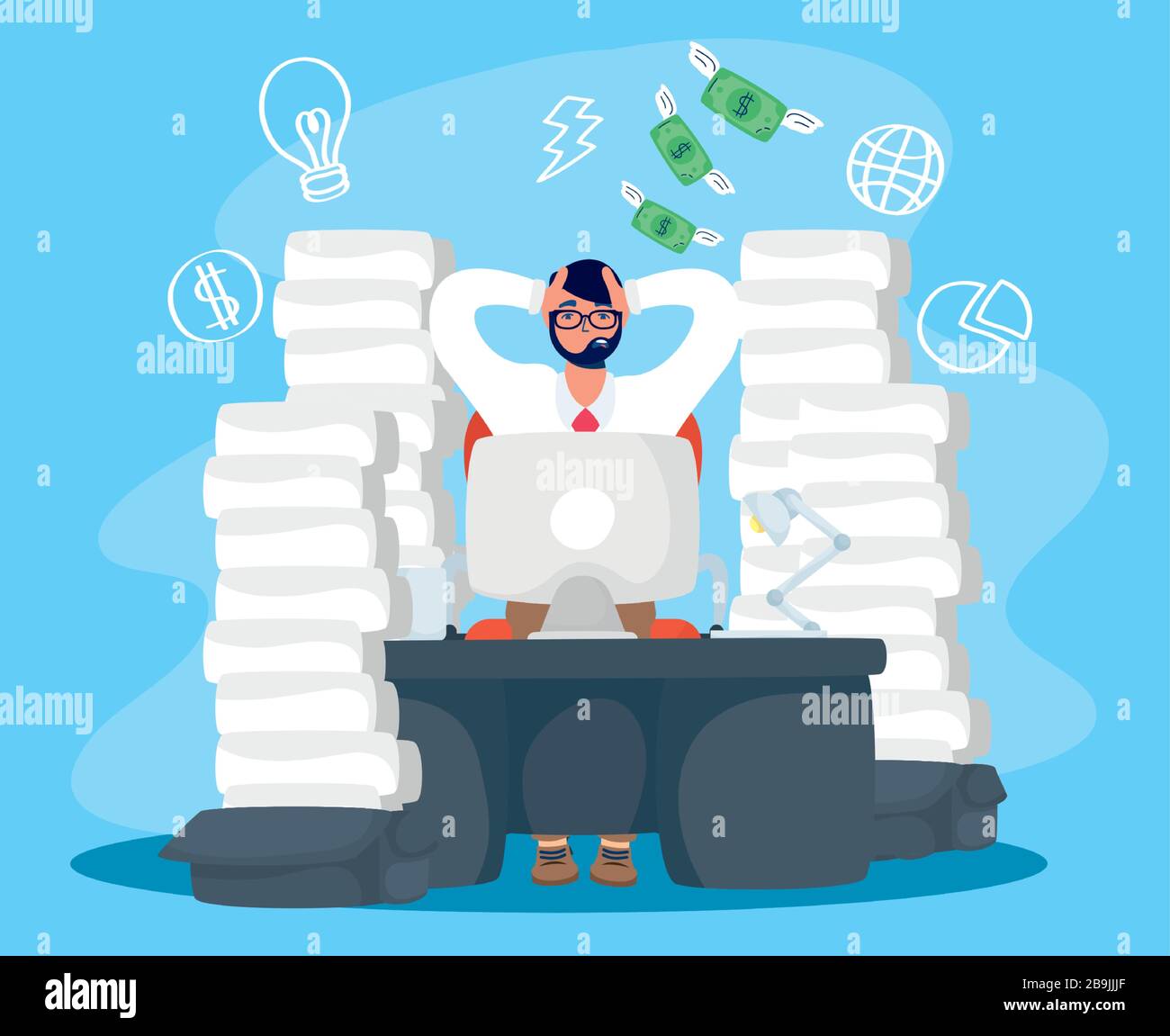 man using desktop with stress character Stock Vector Image & Art - Alamy