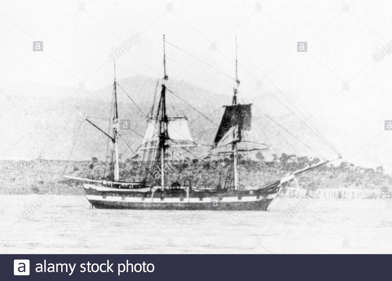 Three Masted Barque Black and White Stock Photos & Images - Alamy