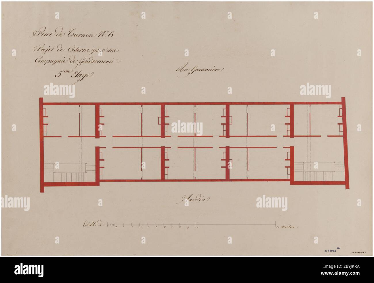 Barracks rue de Tournon: map of the fifth floor of the building between ...