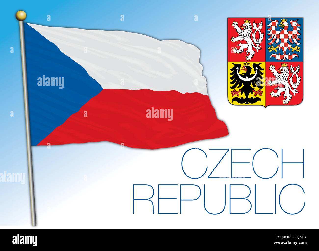 Czech Republic official national flag and coat of arms, Europe, vector ...