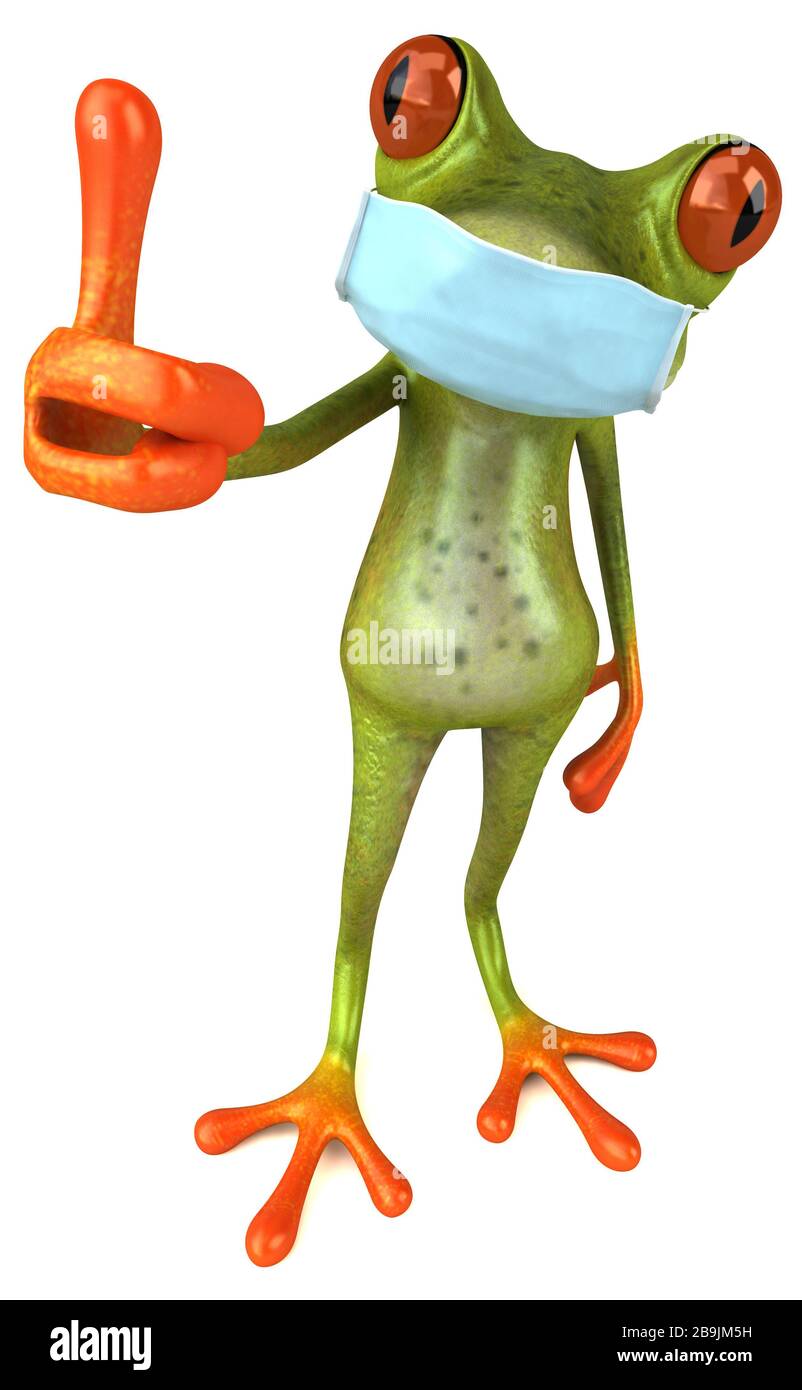 3D Illustration of a frog with a mask Stock Photo - Alamy