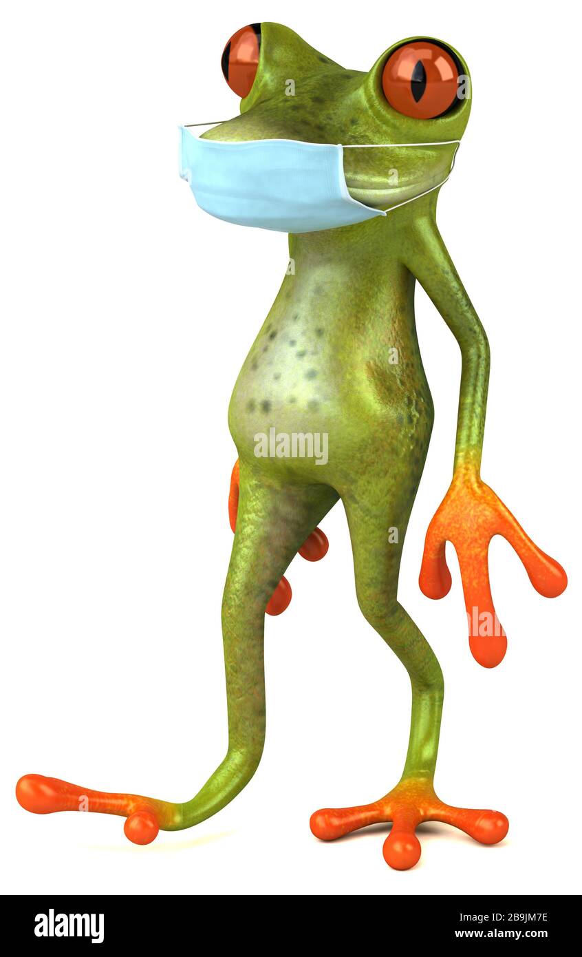 3D Illustration of a frog with a mask Stock Photo - Alamy