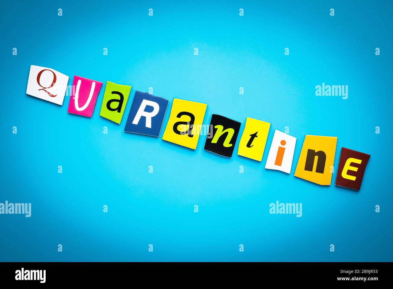 A single word quarantine. Headline, text card, banner with inscription ...
