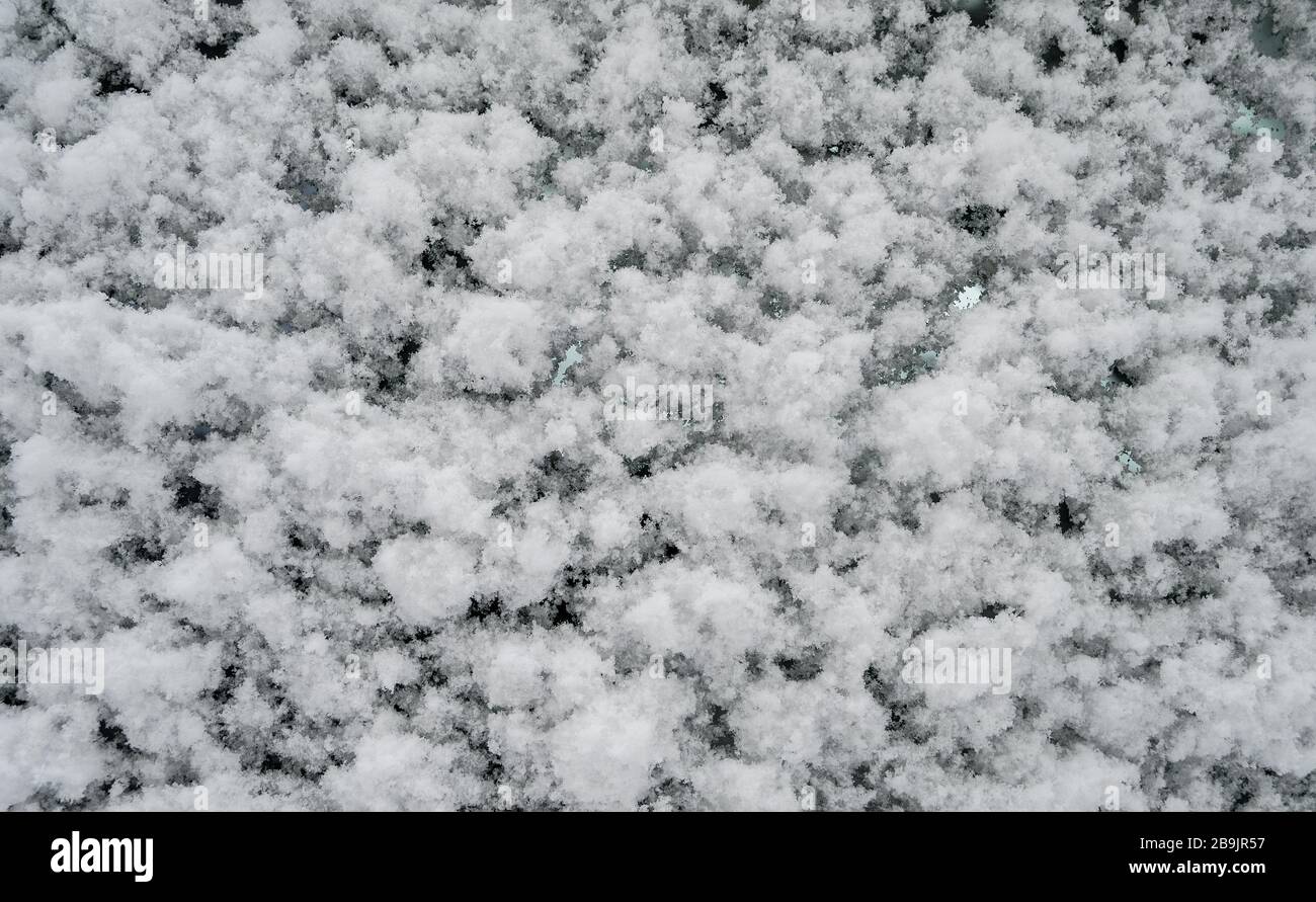 Snow on glass surface. Natural texture background Stock Photo - Alamy