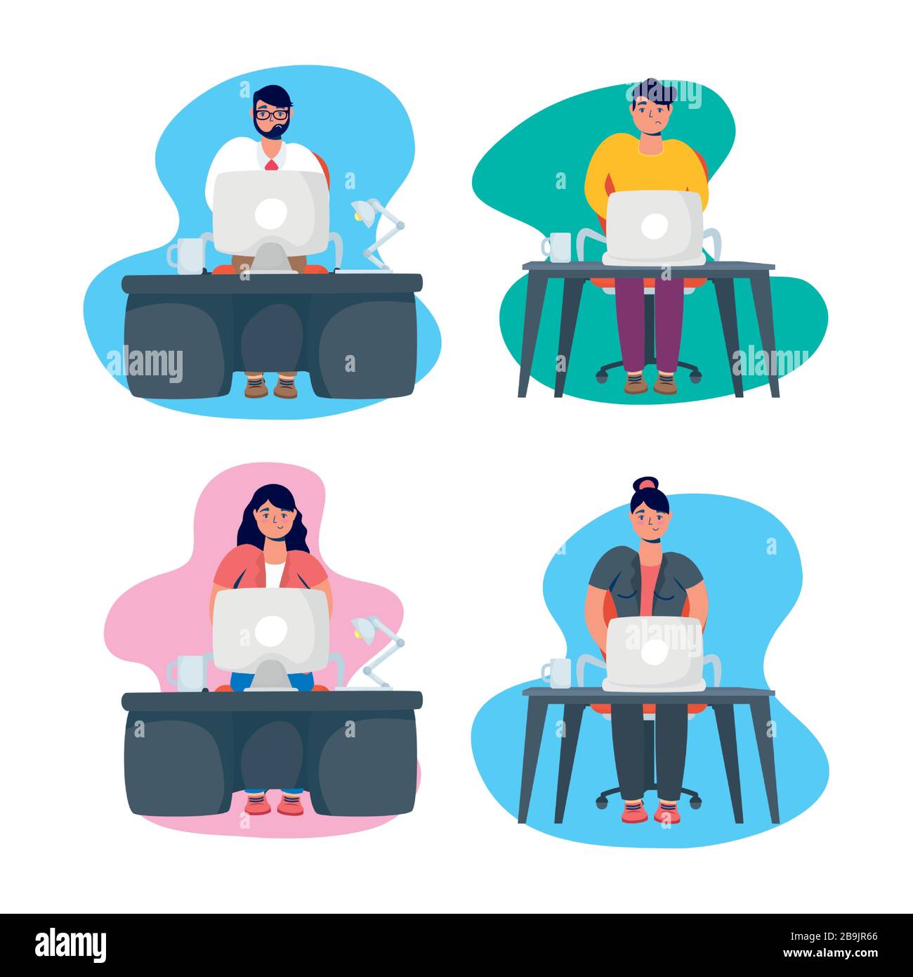 group of people working in computers Stock Vector Image & Art - Alamy