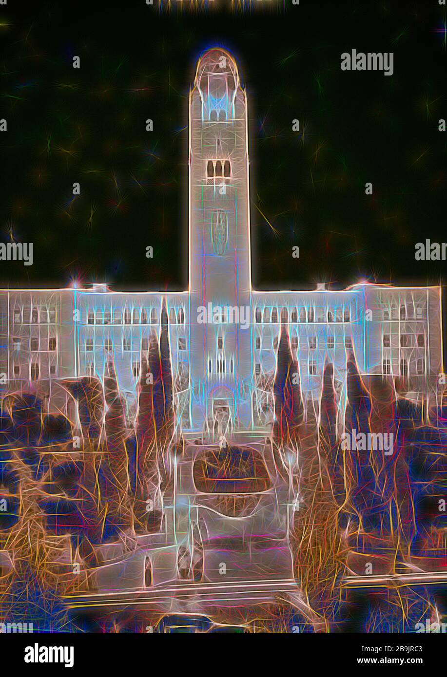 V.J. Day, Y.M.C.A. at night, flood lit. 1945, Jerusalem, Israel Stock ...