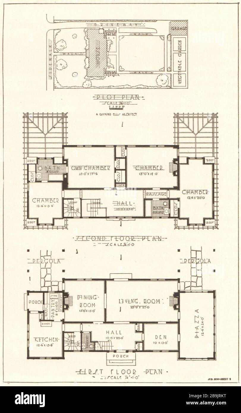 A suburban house. First floor plan. A. Raymond Ellis, Architect (1921 ...