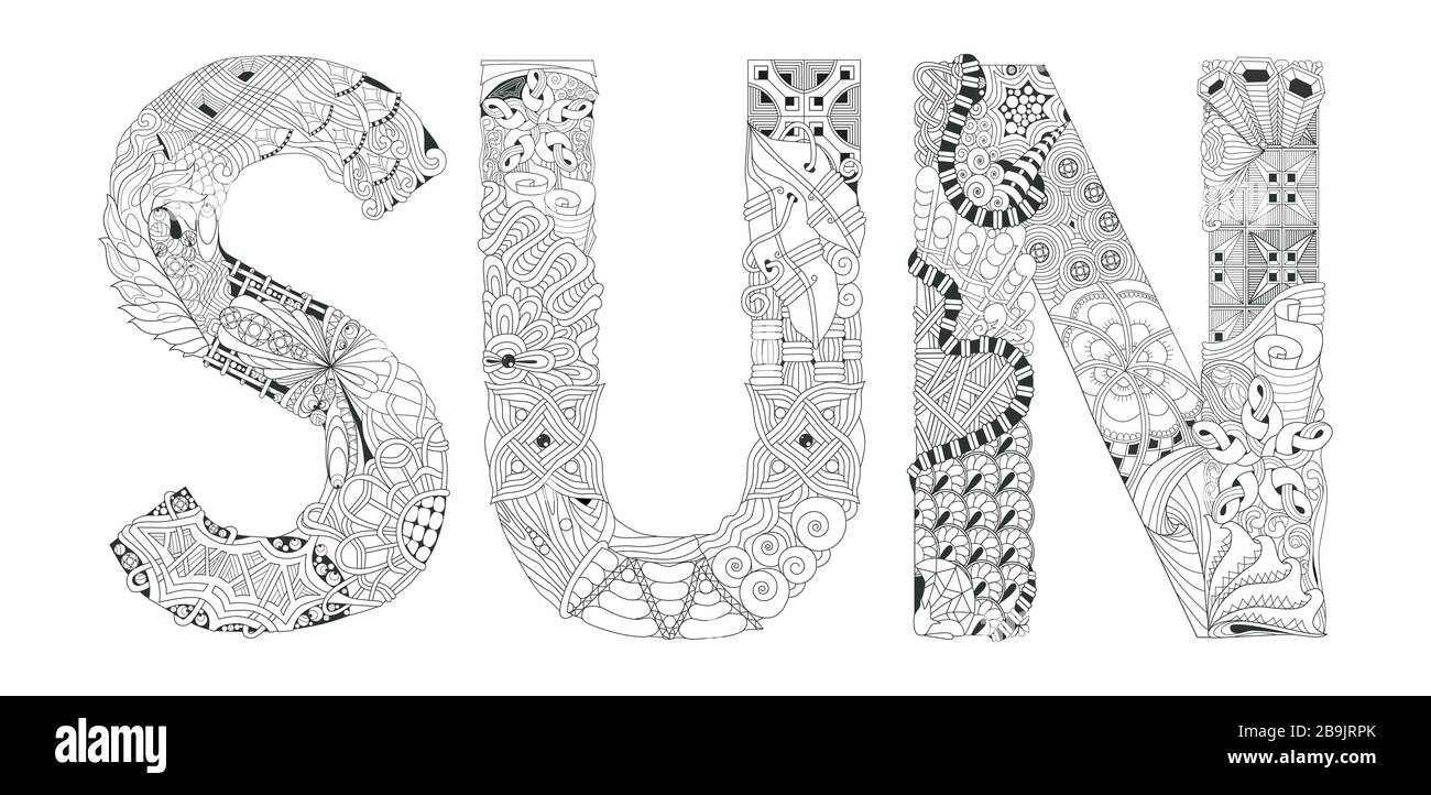 Word sun for coloring. Vector decorative zentangle object Stock Vector ...