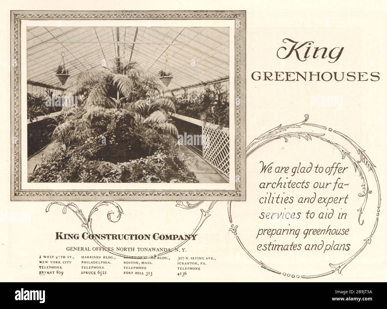 King greenhouses. King Construction Company, general offices North ...