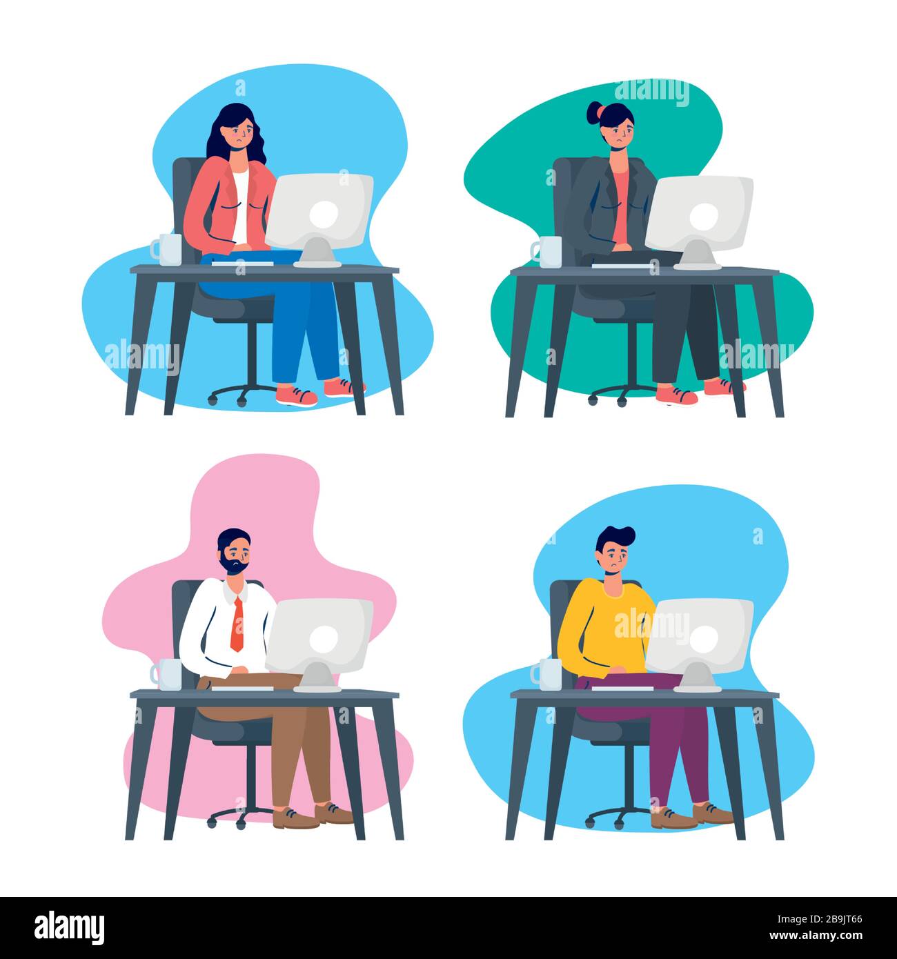 People sitting computers Stock Vector Images - Alamy