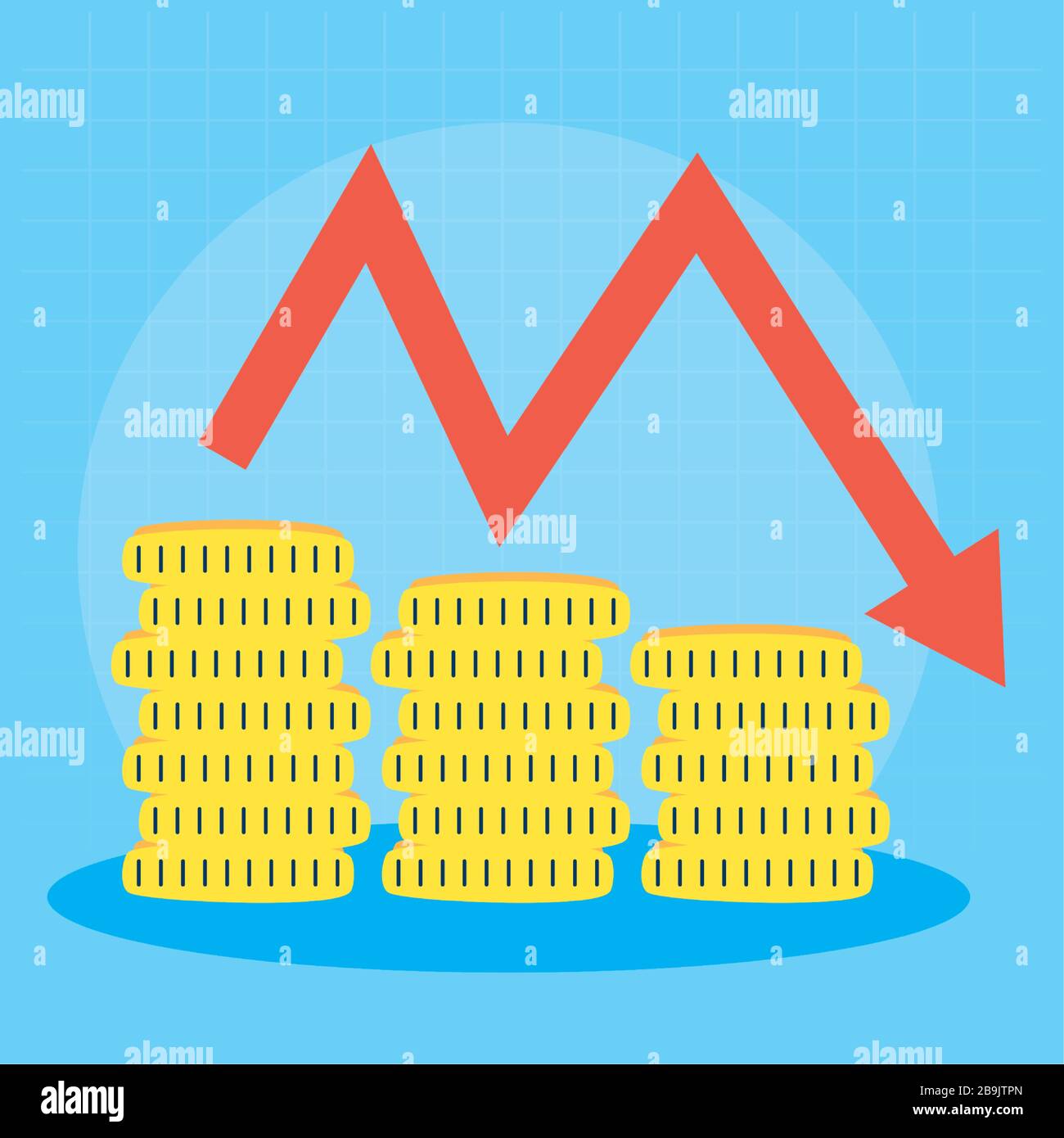 coins with arrow down stock market crash icons Stock Vector Image & Art ...