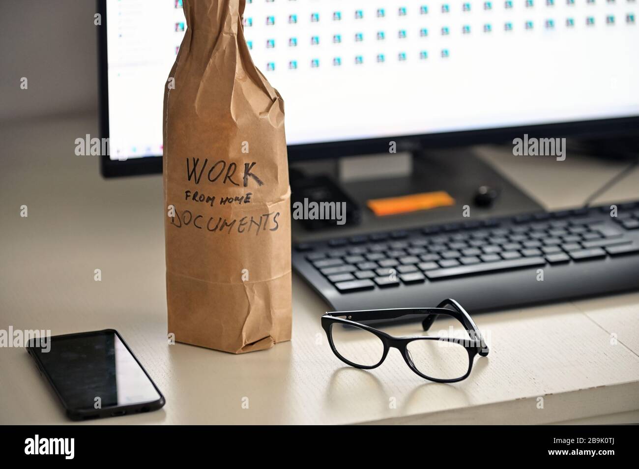 Work From Home drinking at work Office Concept Stock Photo - Alamy