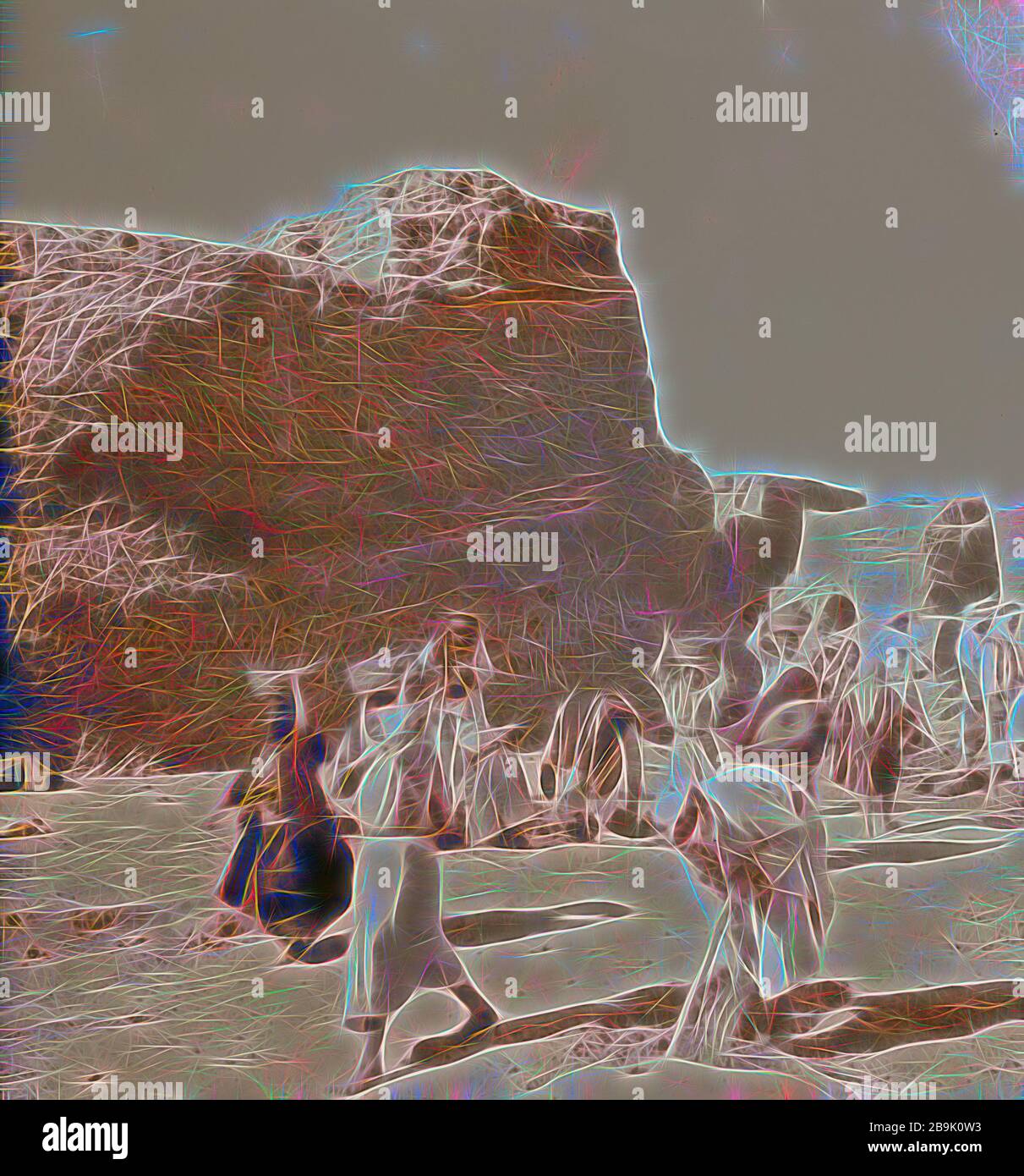 Tell Faraa. Photograph shows archaeological excavations at Tell Fara ...