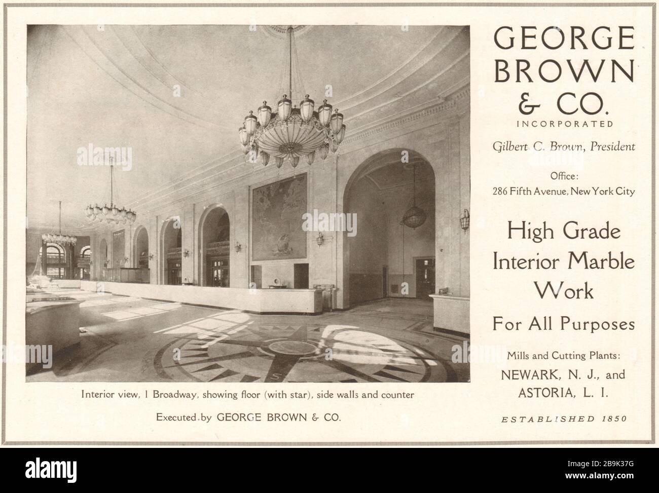 George Brown & Co., Inc. Interior view, Number 1 Broadway, showing ...