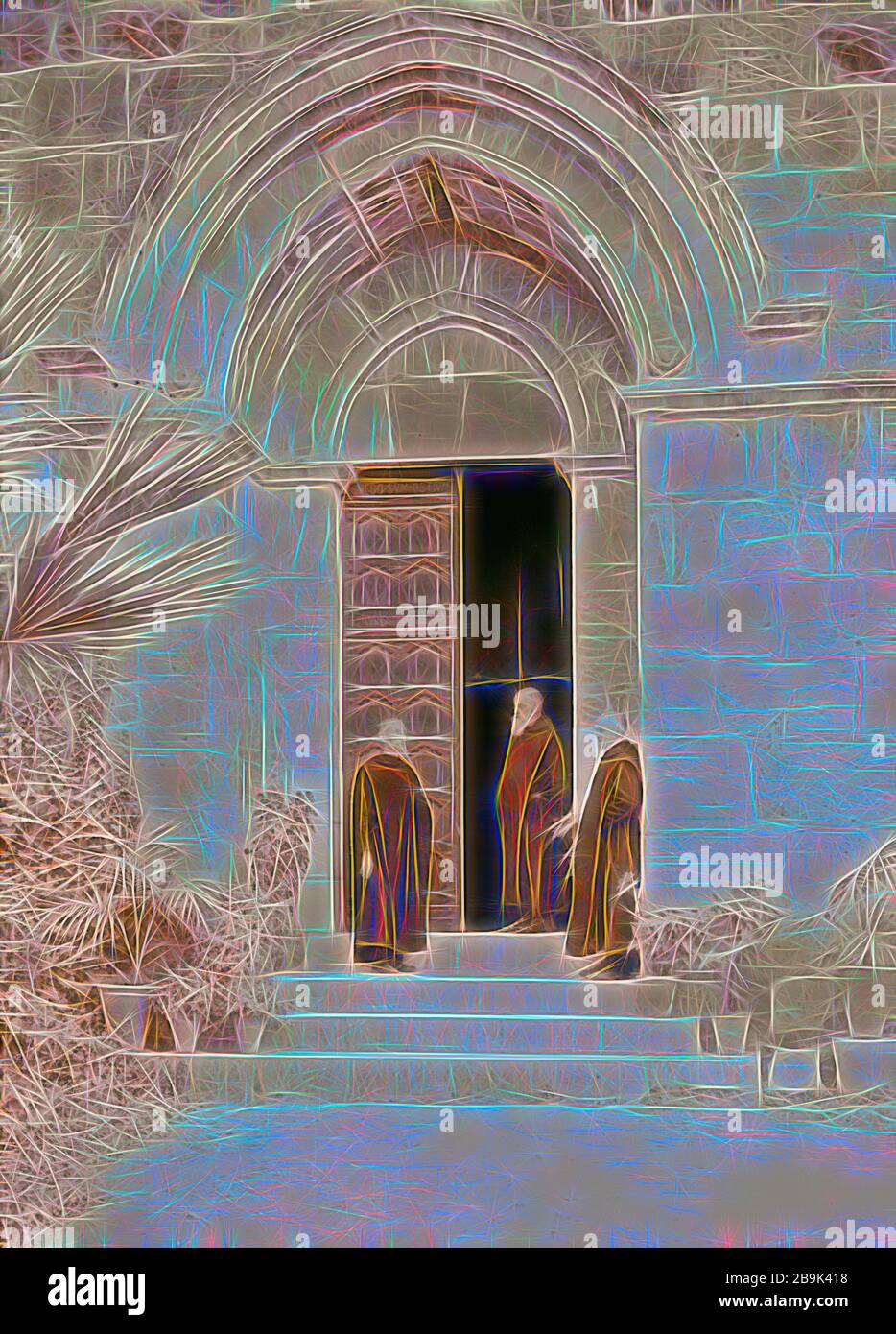 Crusader church at Abou Gosh (Kirjath Jearim). North entrance to church ...