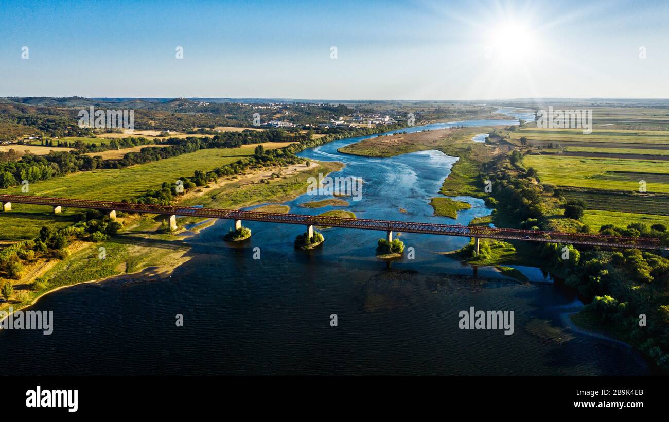 Aerial view of Tagus river, Chamusca Stock Photo - Alamy