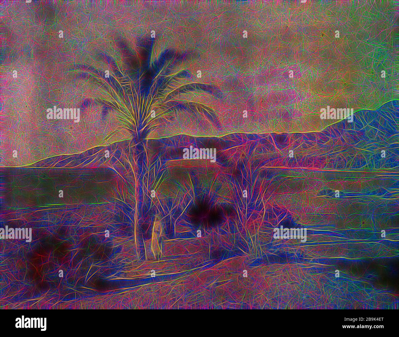 Arab & palm tree by water, Dead Sea?. 1932, Middle East, Israel and/or ...