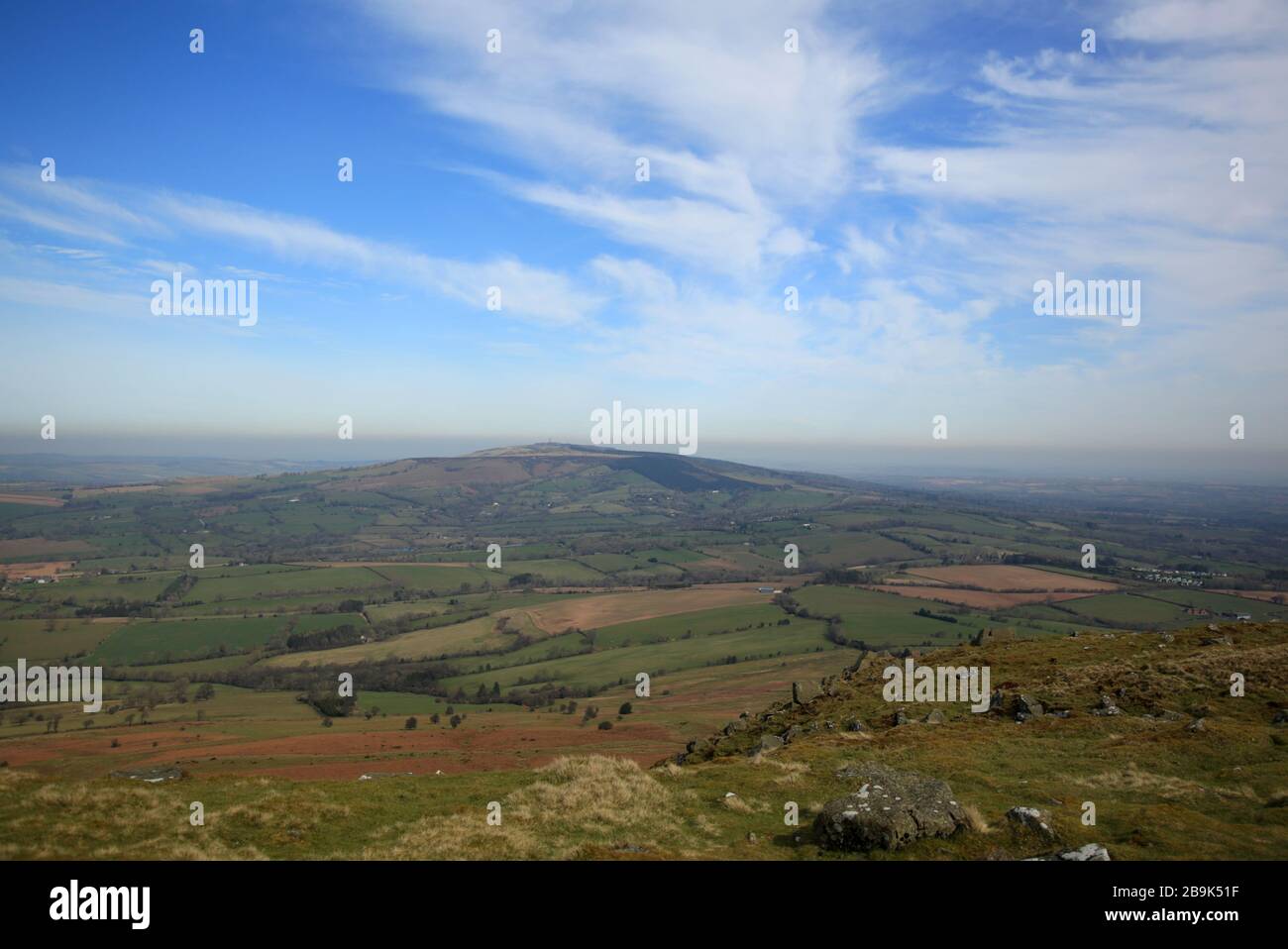 View of Brown Clee hill seen from Titterstone Clee hill, Shropshire ...