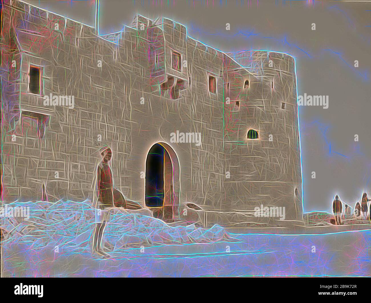 Nekhel. Ancient pilgrim fortress showing main entrance and corner tower ...