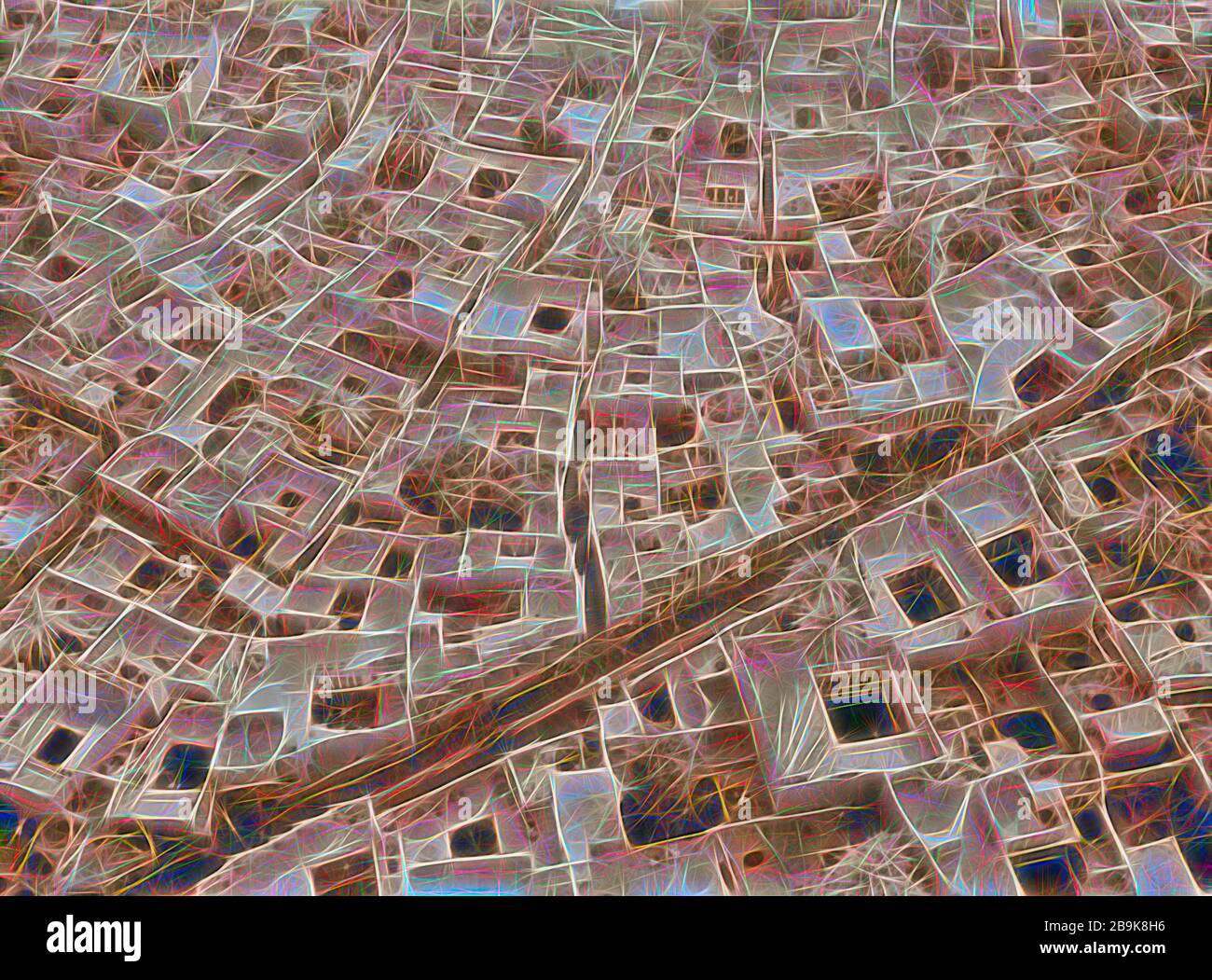 Air route to Baghdad via Amman and the desert. Baghdad looking down on ...