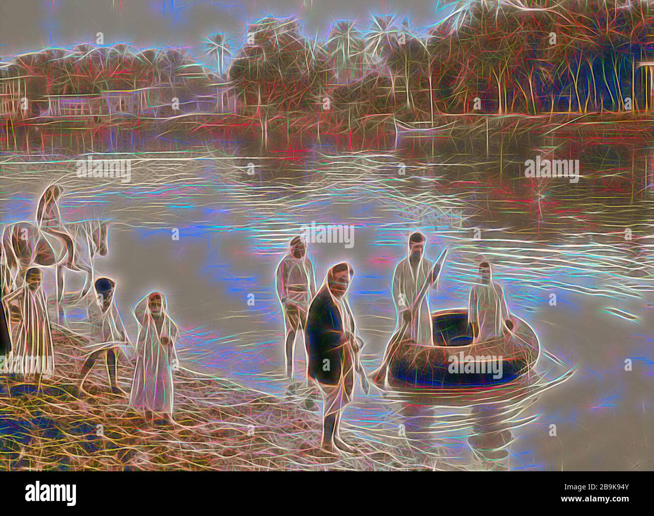 Iraq. River scenes on the Euphrates taken at Hilla. A river scene with ...