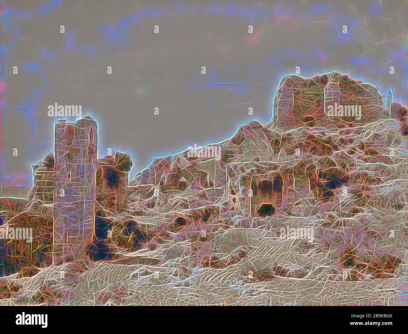 Sahyun Castle. The keep with curtain walls. 1934, Syria, Sahyun Stock ...