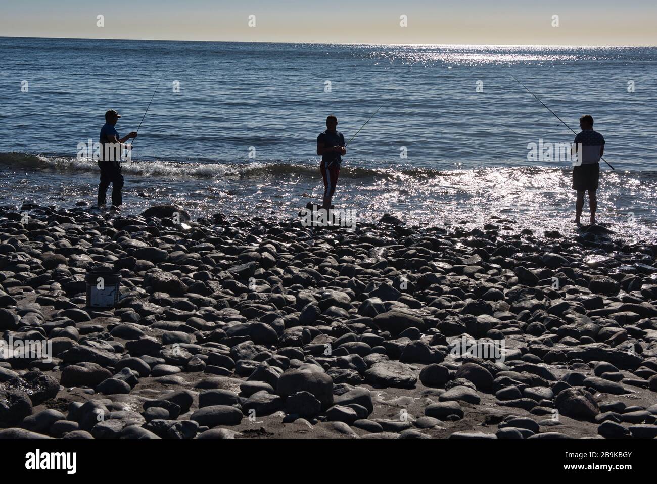 Spanien, Spain, Lanzarote, Playa Quemada, lava, sea, beach, fish ...