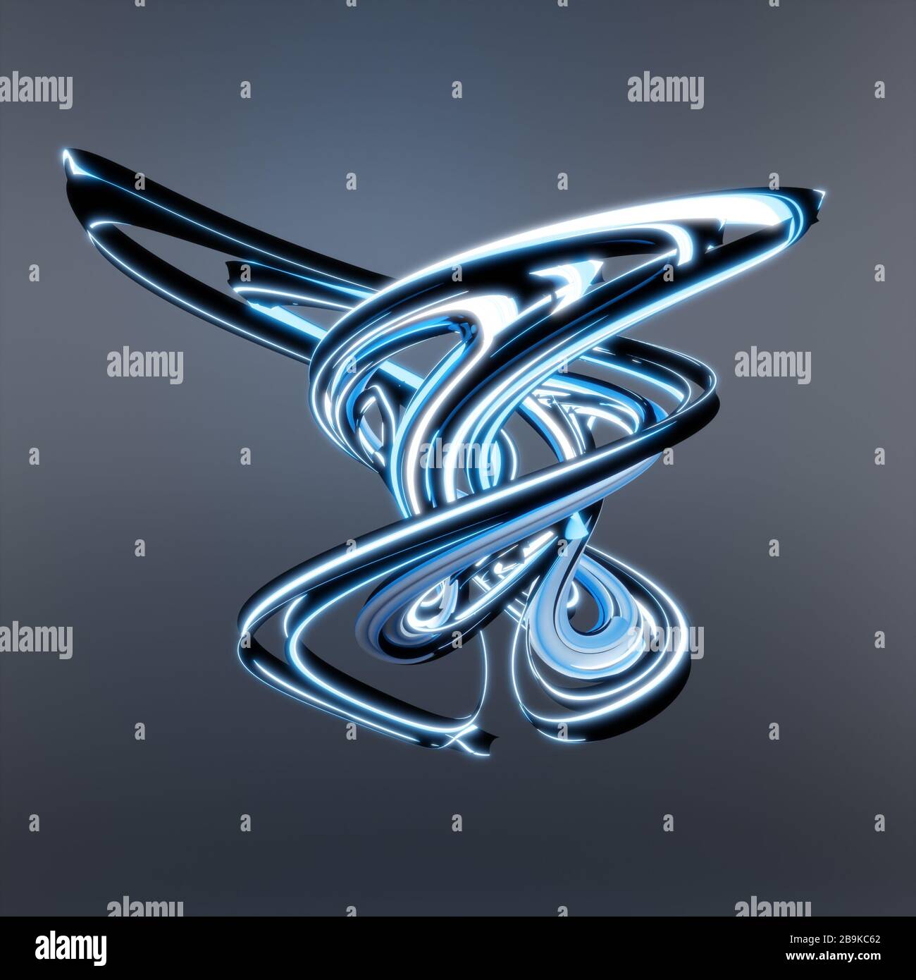 3d swirling blue abstract plastic geometric shape floating in space, 3d ...