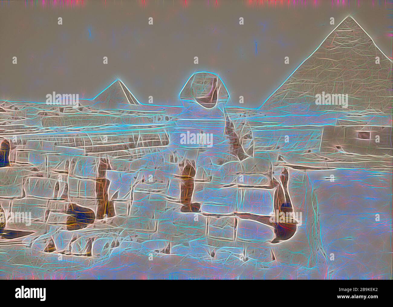 Egypt. Sphinx & pyramids. Sphinx (front view with temple in foregr[ound ...