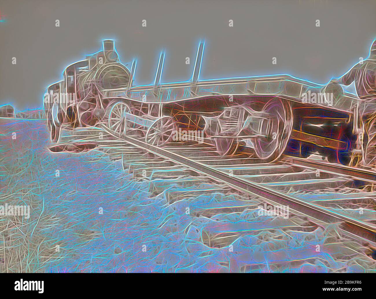 Palestine disturbances 1936. Derailed engine and flat car [near Ras el ...