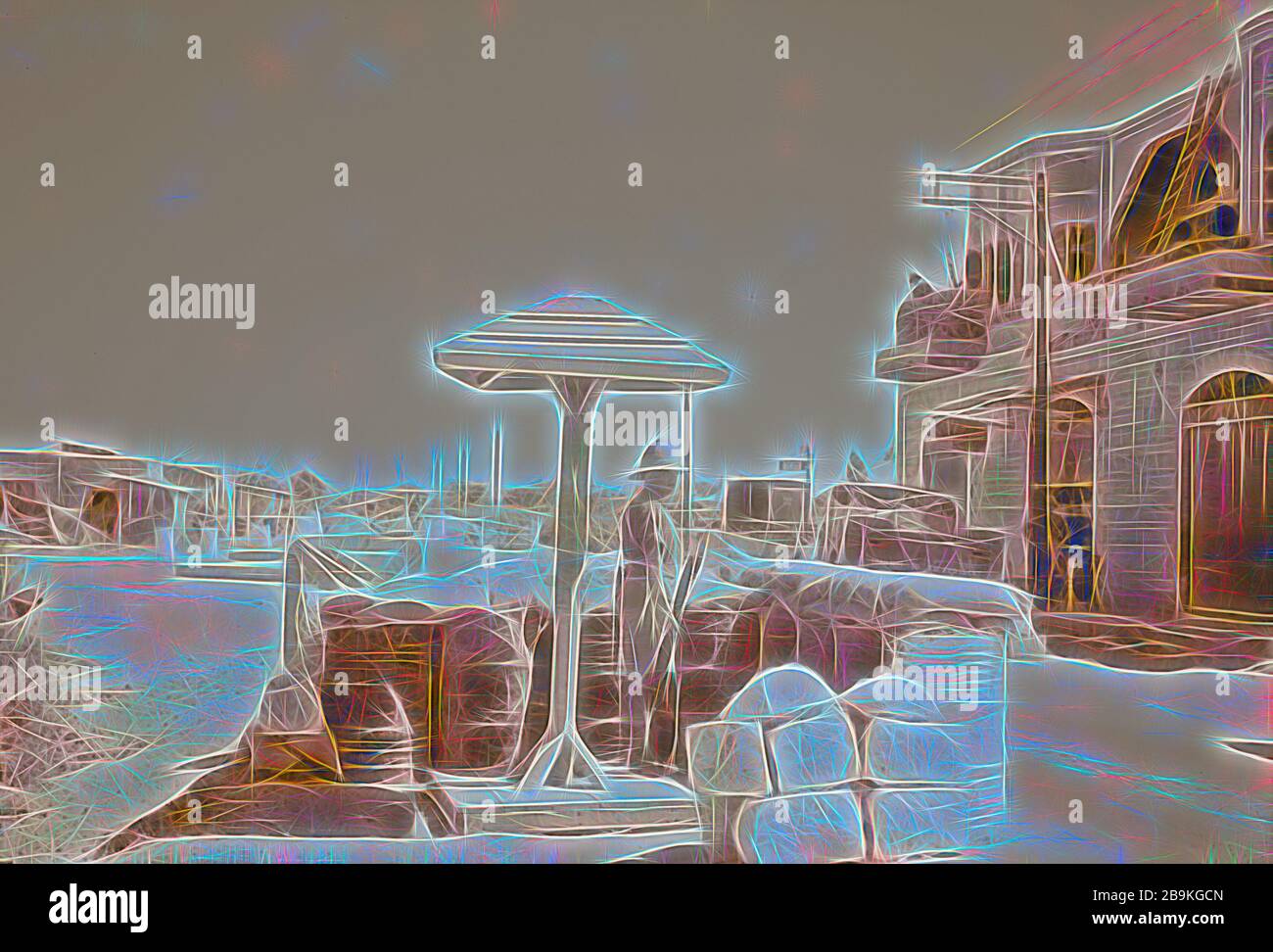 Military road block at junction Ramleh-Lydda Road, later with shade ...