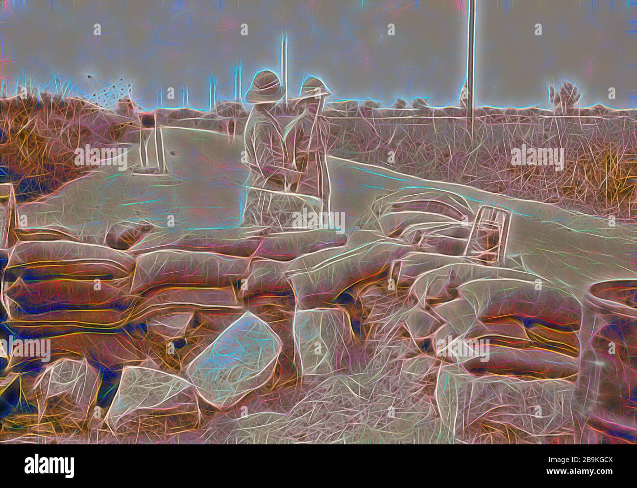 Military road block at junction Ramleh-Lydda Road, later with shade ...