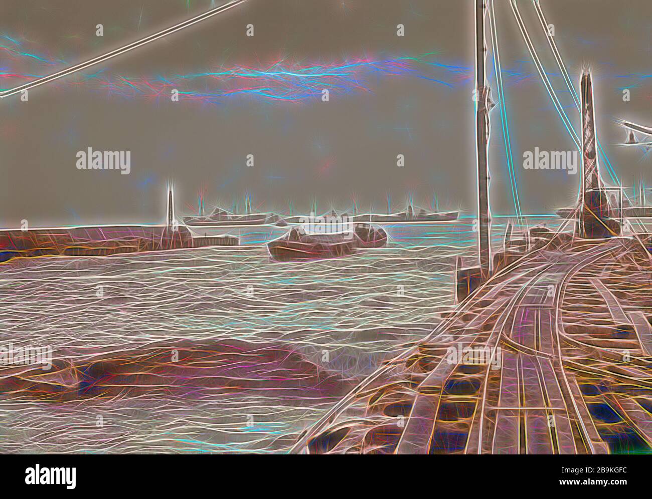 Tel Aviv Harbour. Setting sun, looking across lighter basin. 1939 ...