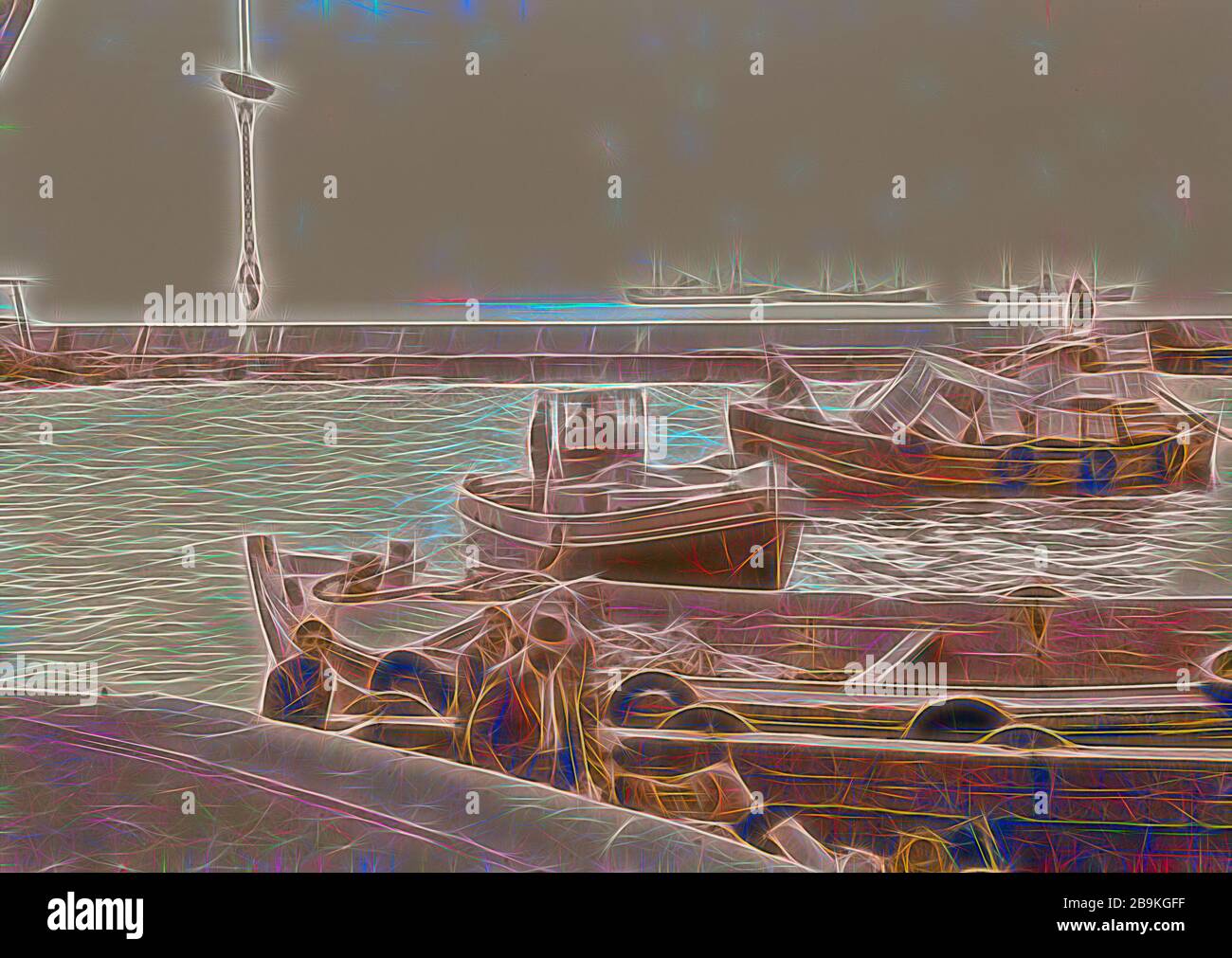 Tel Aviv Harbour. Setting sun, looking across lighter basin. 1939 ...