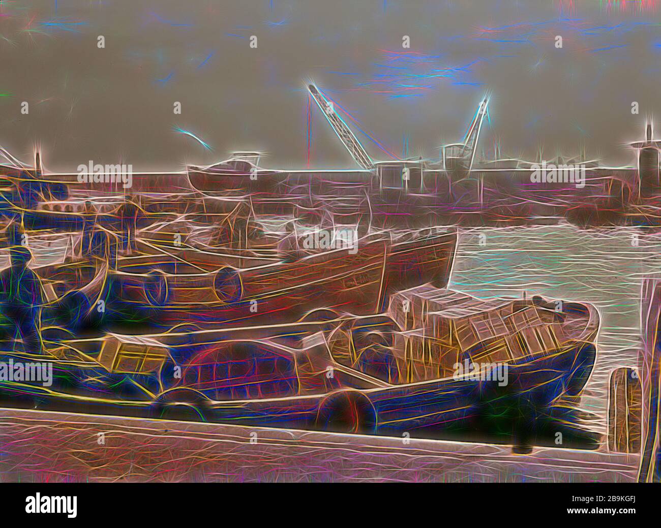 Tel Aviv Harbour. Setting sun, looking across lighter basin. 1939 ...