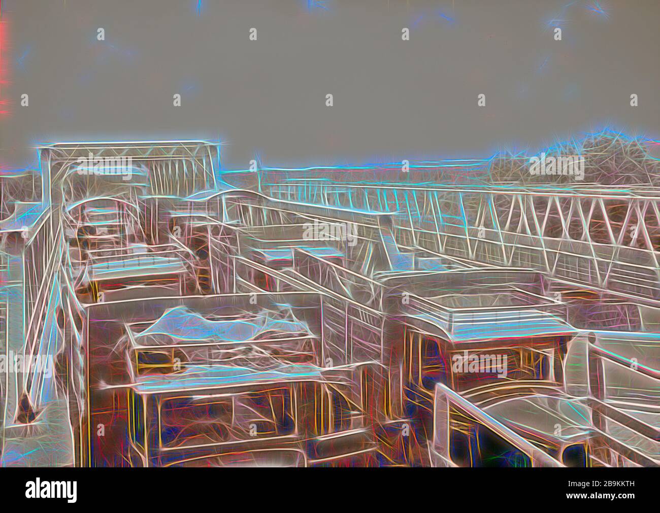 New Allenby Bridge over Jordan, showing old bridge also. 1934, Jordan ...